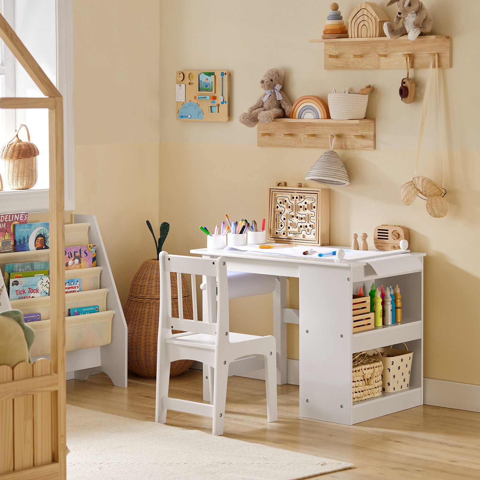 Harriet Bee Ilarie Rectangular Preschool Kids Art And Craft Table Set ...