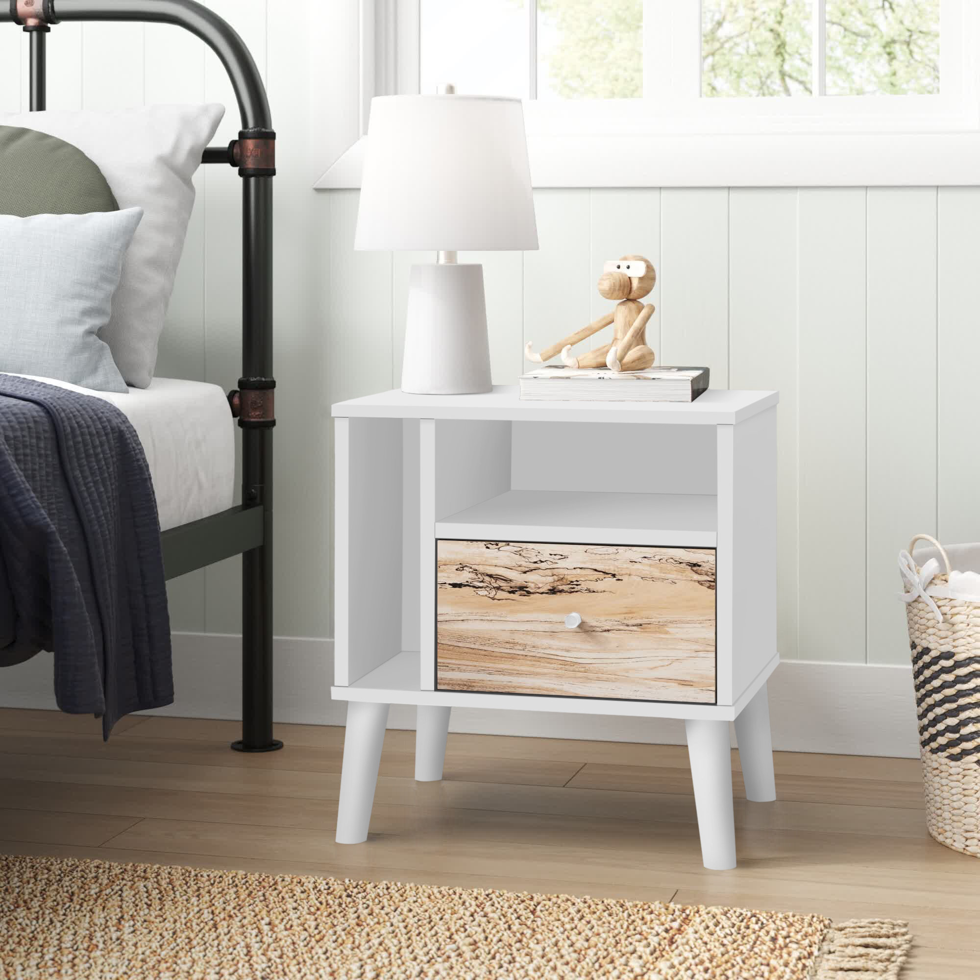 George Oliver Jeven One Drawer Two Toned Wood Nightstand & Reviews ...
