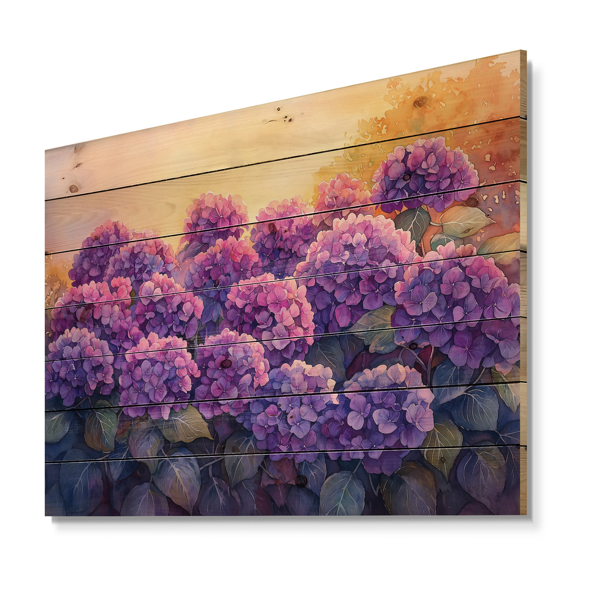 Ophelia & Co. Hydrangeas In The Sunset Glow VI - Hydrangea Wood Wall ...