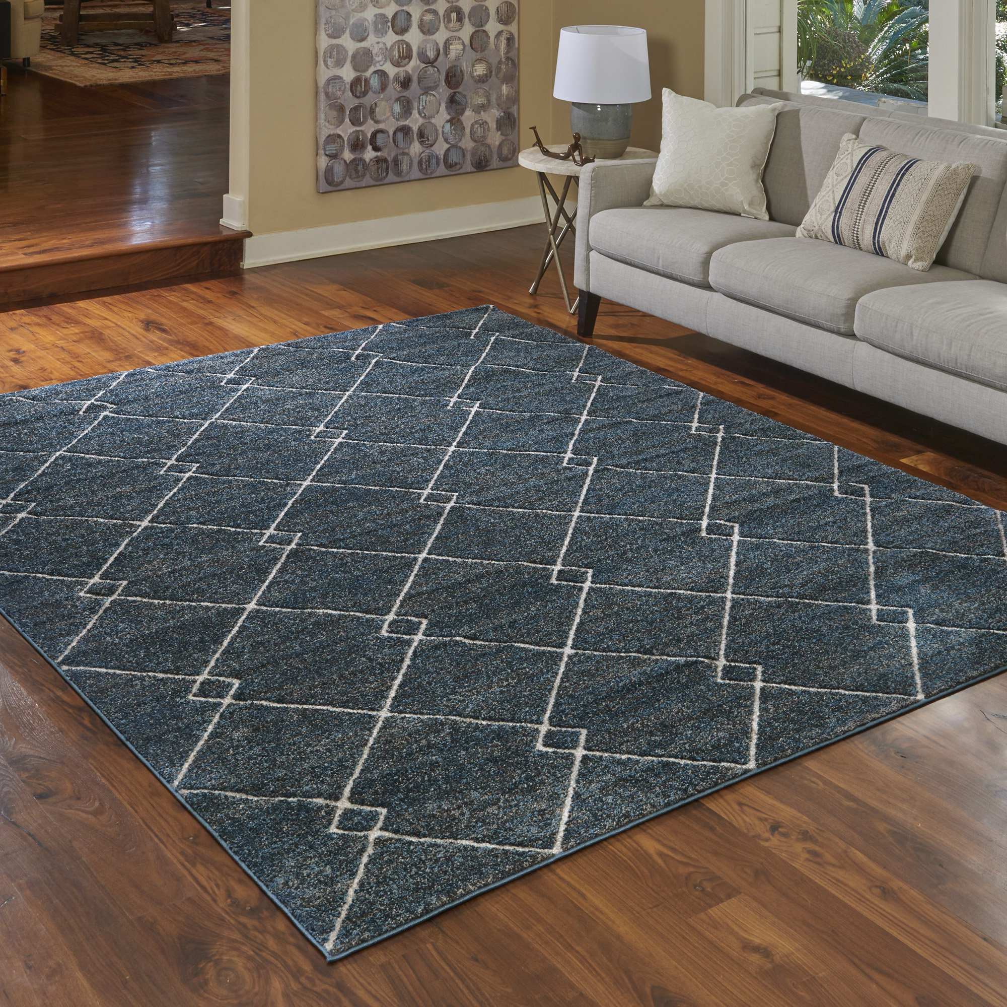 Gertmenian Tongya Lacey Modern Geometric Chain-Link Square Navy Blue ...