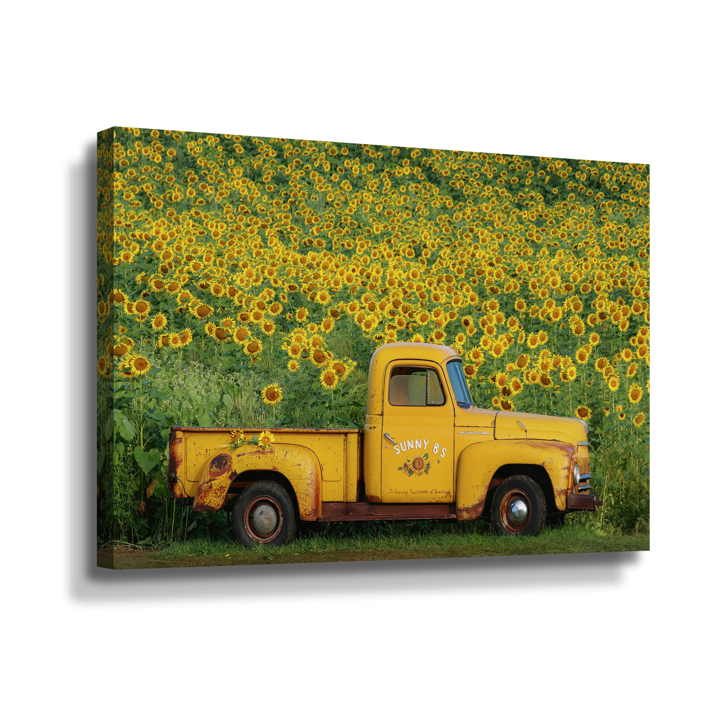 Gracie Oaks Yellow Vintage Sunflower Truck " Yellow Vintage Sunflower ...