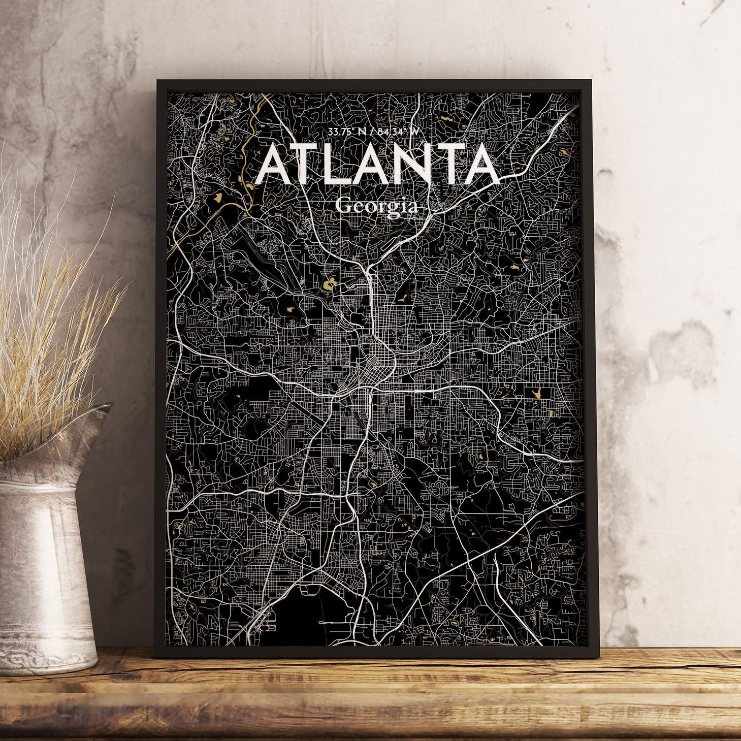 Wrought Studio™ 'Atlanta City Map' Graphic Art Print Poster in Luxe ...