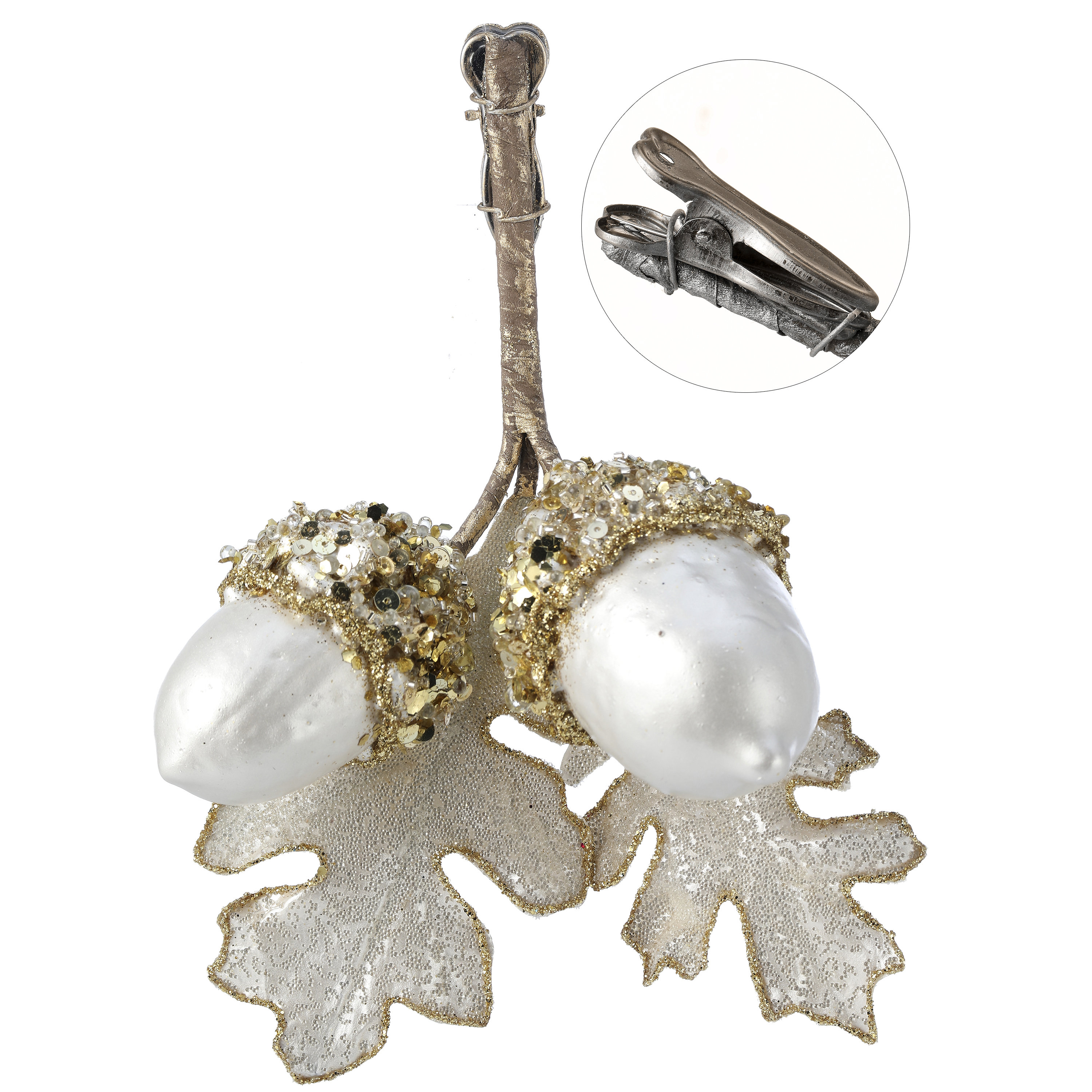 The Holiday Aisle® 7" Glitter Acorn Pick W/Clip | Wayfair