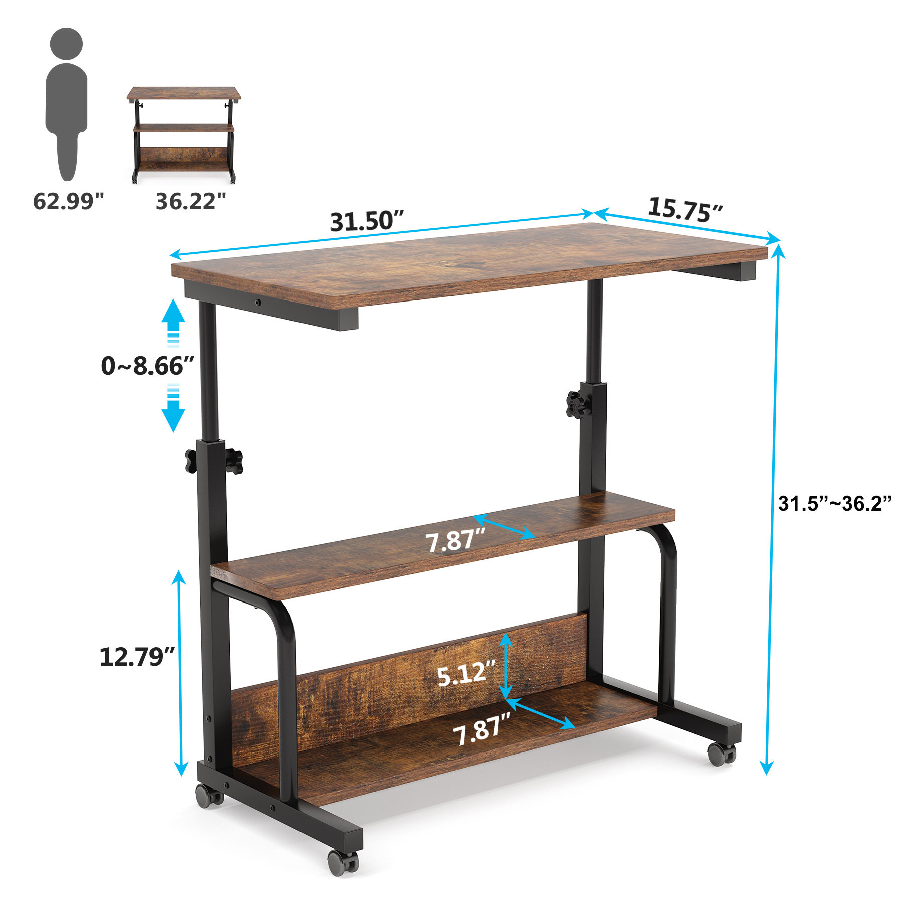 17 Stories Chrishanda Height Adjustable Portable Desk | Wayfair