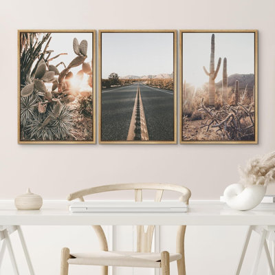 SIGNLEADER Framed Desert Cactus Texas Arizona Set Of 4 Landscape Wall ...