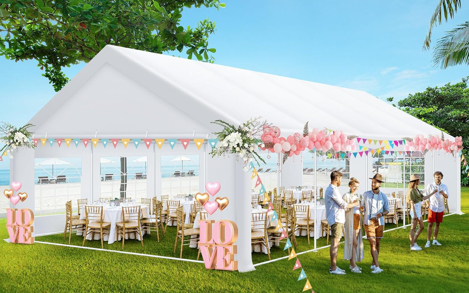 COBIZI 16x32 Party Tent Heavy Duty, Galvanized Wedding Tent - Wayfair ...
