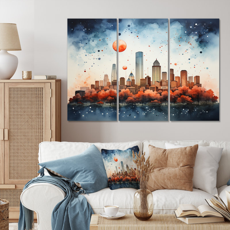Ebern Designs Cityscape Symphony - Sky Metal Wall Decor Set | Wayfair