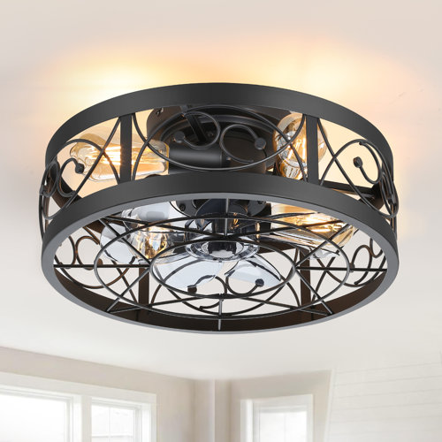 Ophelia & Co. Cretien 17" 7-Blade Indoor Enclosed Caged Flush Mount ...