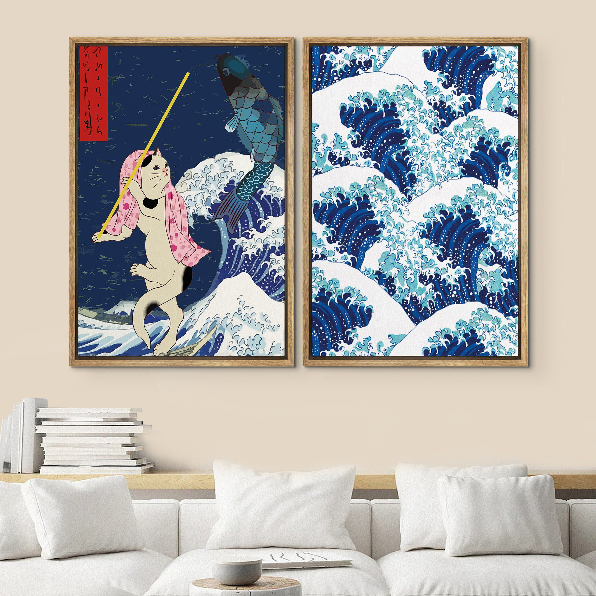IDEA4WALL Ocean Waves Ukiyo-e Style, Japanese Asian Style Vintage ...