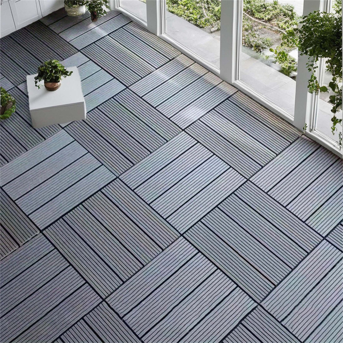 HBI home 54 Pack Interlocking Plastic Deck Tiles, Waterproof Outdoor ...