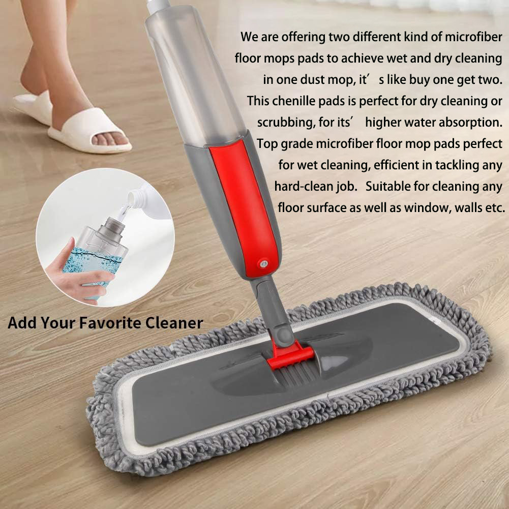 Tiprol Gray Spray Mops with 3packs Reusable Washable Pads Microfiber ...