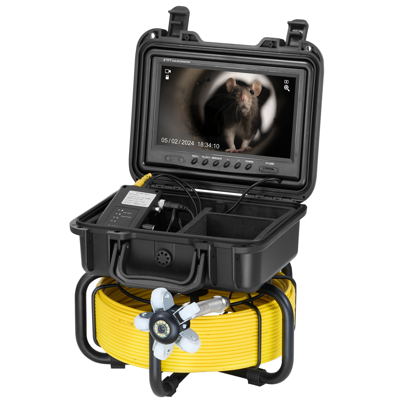 VEVOR Sewer Camera 98 ft/30m Self-Levelling Drain Camera with 9" Screen ...