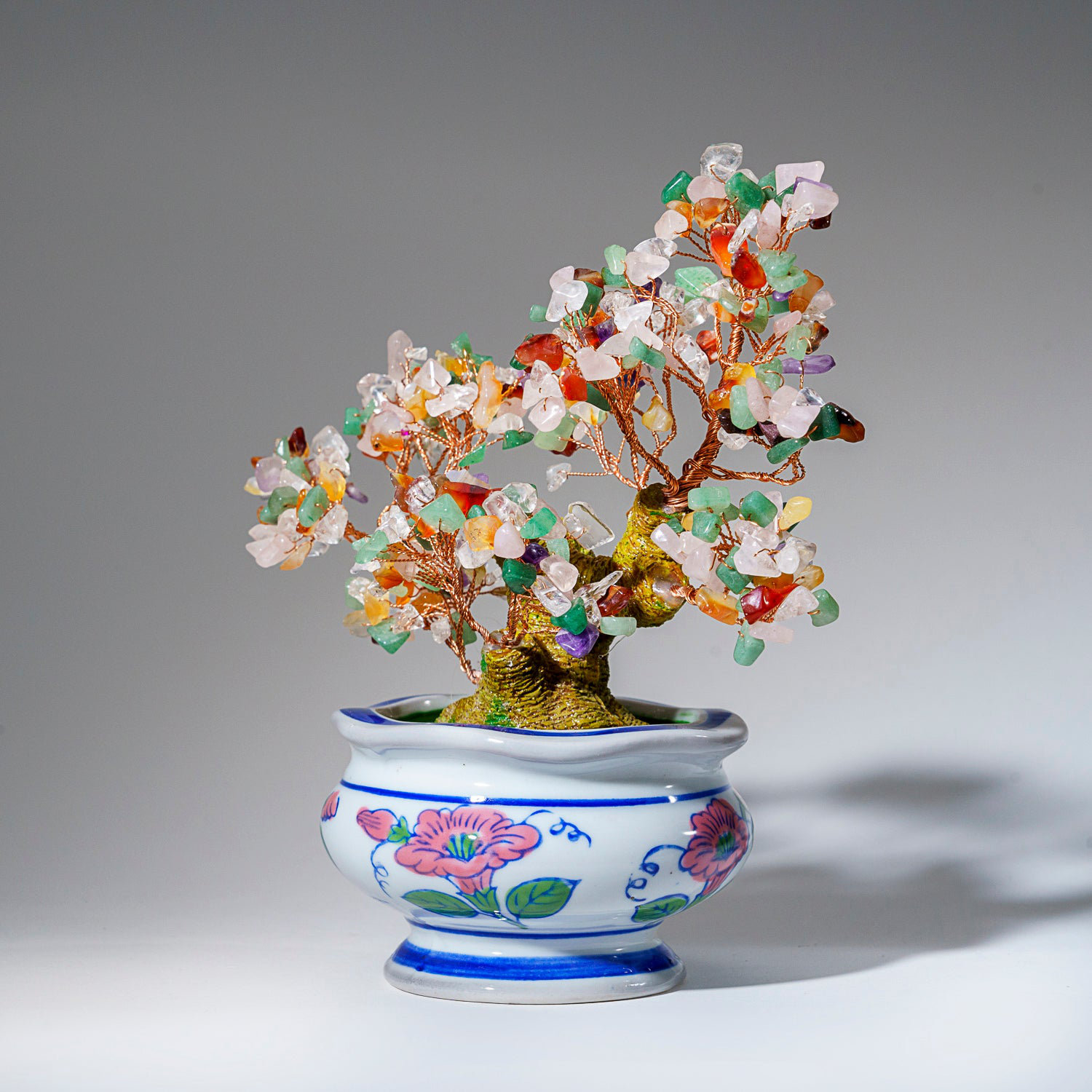 Astro Gallery of Gems Genuine Multi Gemstone Bonsai Tree In Round ...