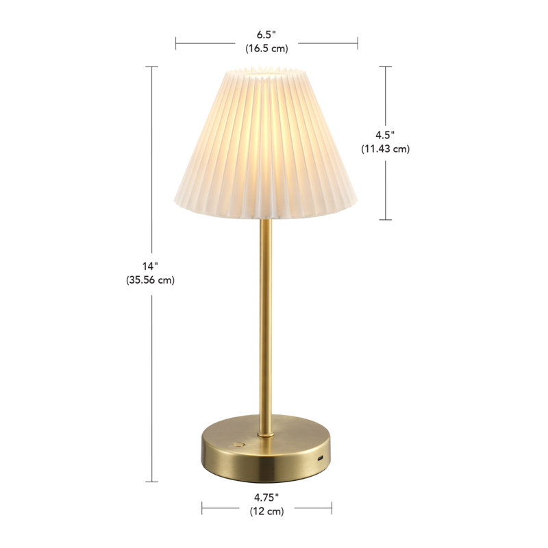 Mercer41 14" Rechargeable LED Integrated Table Lamp, Matte Brass ...