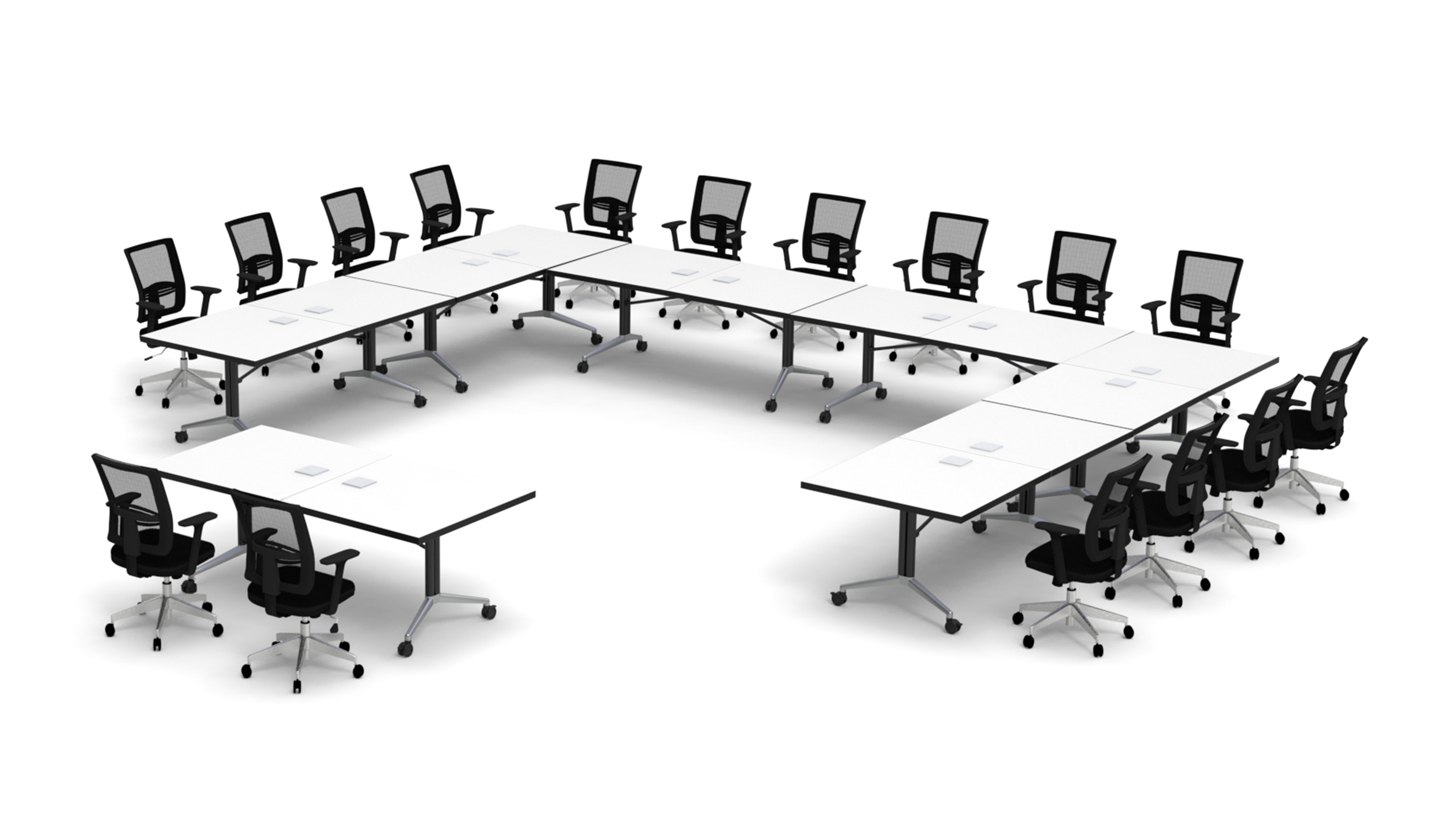 Team Tables Rectangle 16 Person Flip Top 72'' L Modular Training Table ...