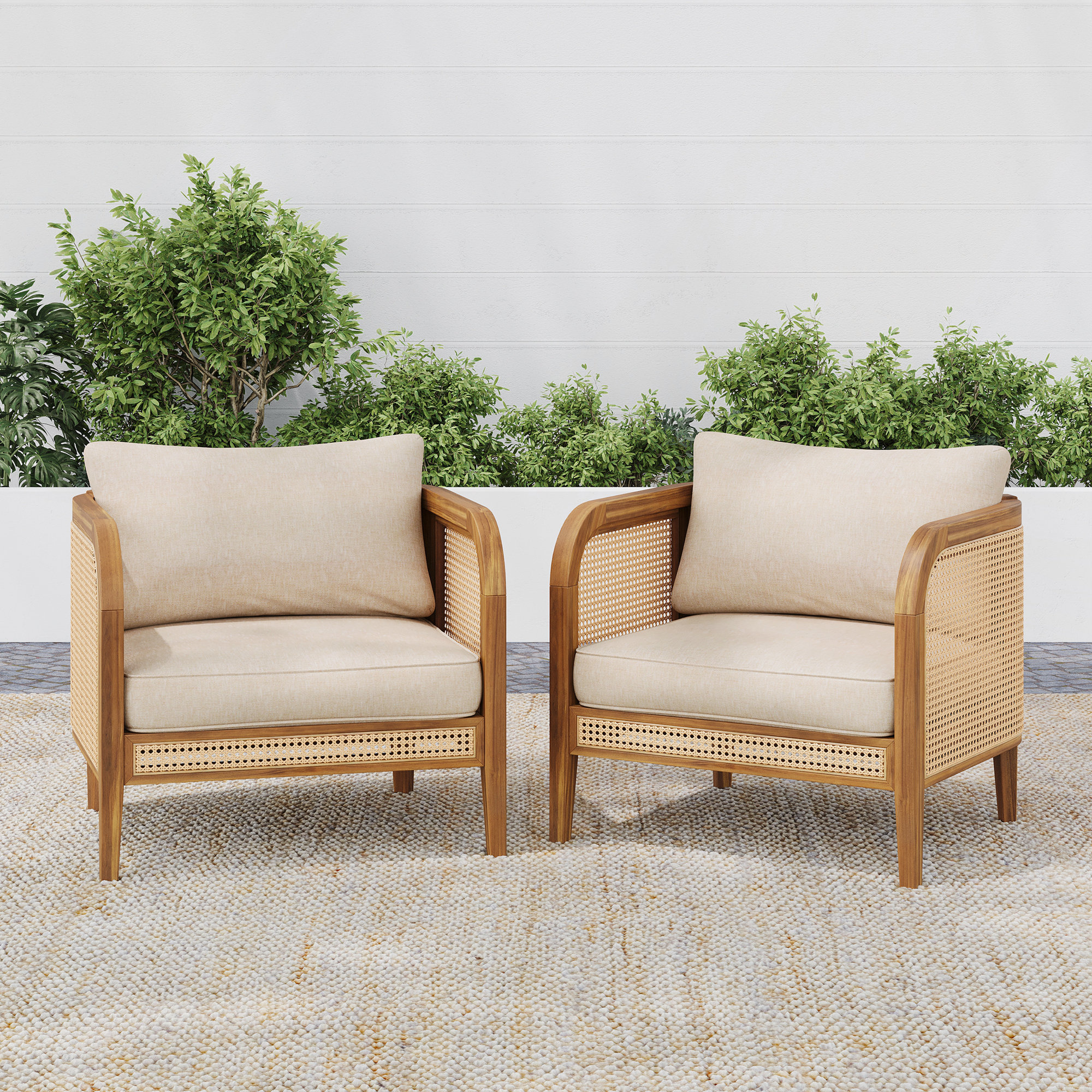 Dakota Fields Outdoor Patio Cushioned Arm Chair Set - Wayfair Canada