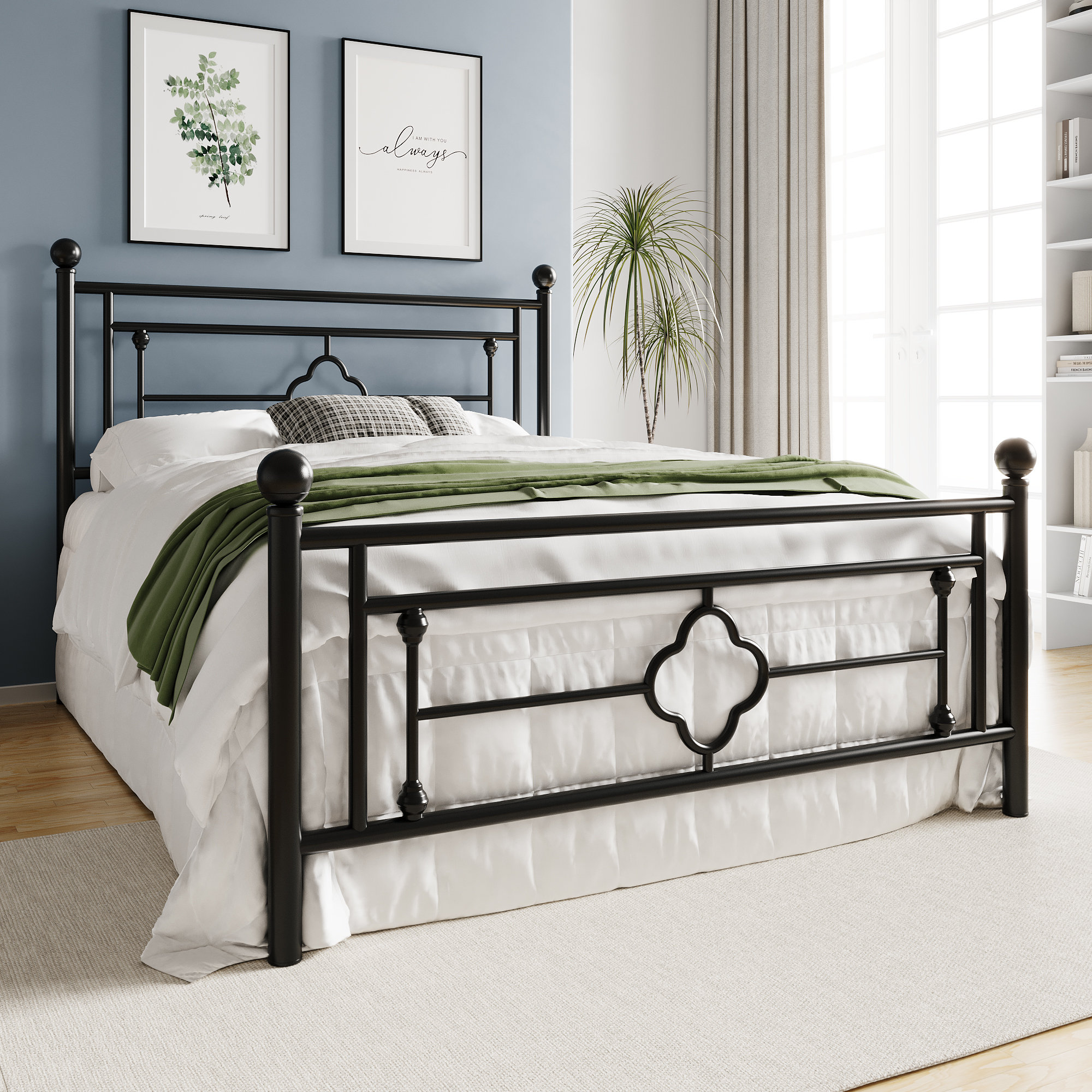 Lark Manor Ajayceon Metal Platform Bed Frame With Vintage-Style ...
