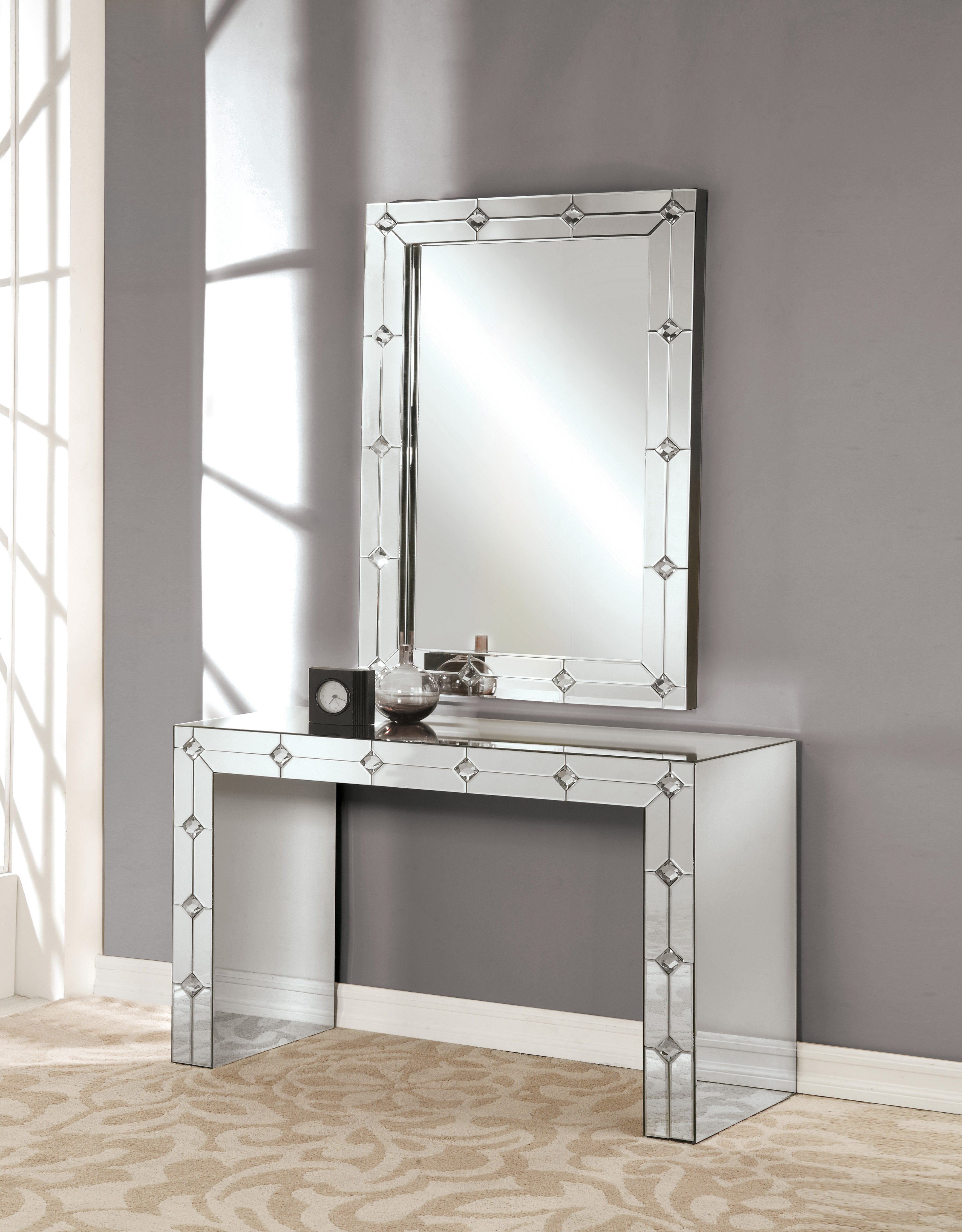 Mercer41 Console Table, Mirrored & Faux Rhinestone - Wayfair Canada
