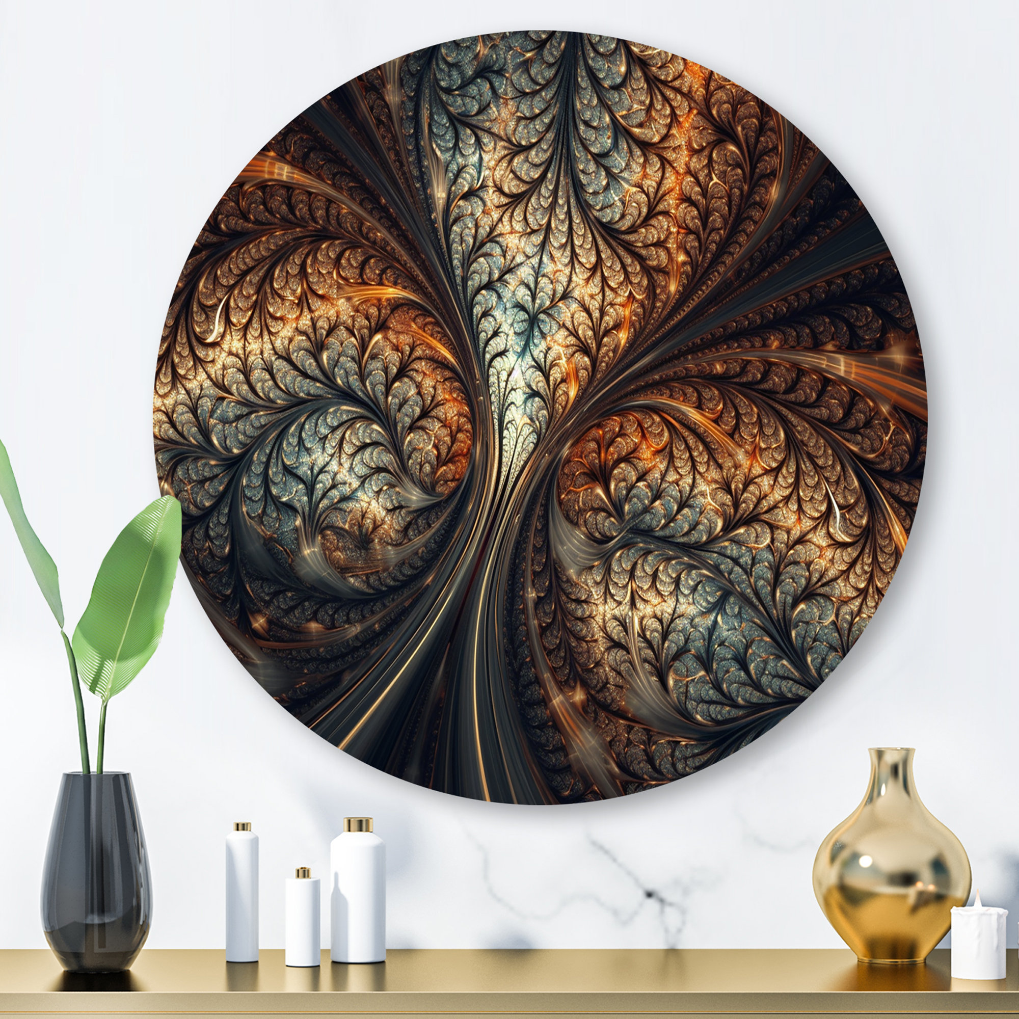Ivy Bronx Jibrael Blue And Orange Fractal Fusion IV - Abstract Fractal ...