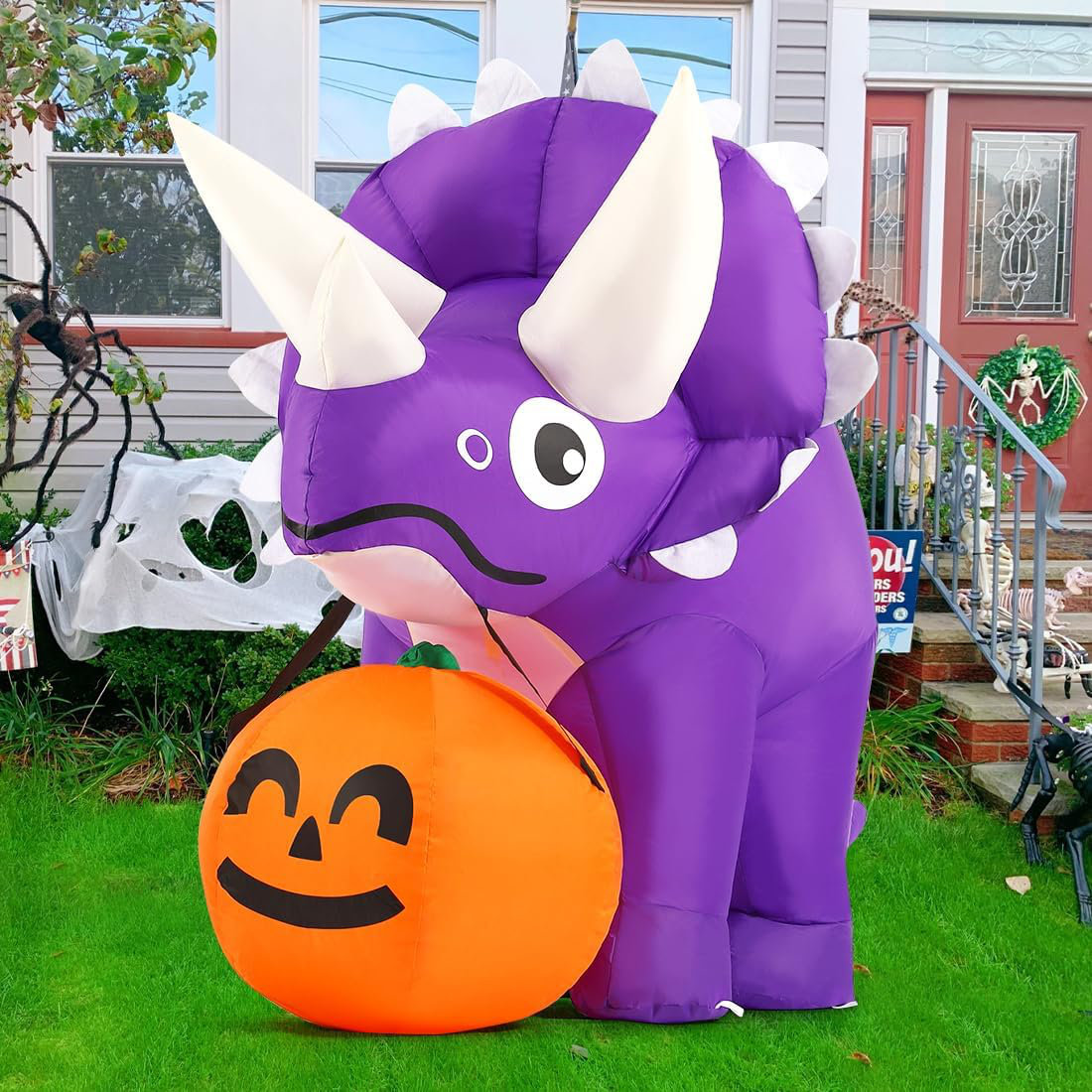 The Holiday Aisle® Halloween Inflatables 5 FT Long Halloween Dinosaur ...