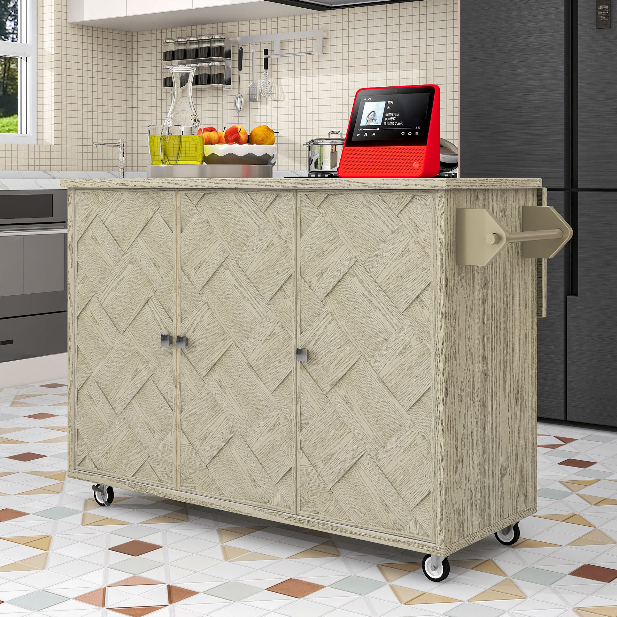 August Grove® Multifunctional Rolling Kitchen Cart with Internal ...
