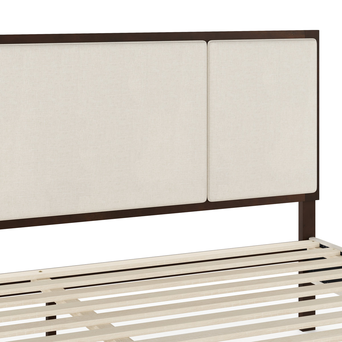 Martha Stewart Jett Wooden Platform Bed With Upholstered Base And ...