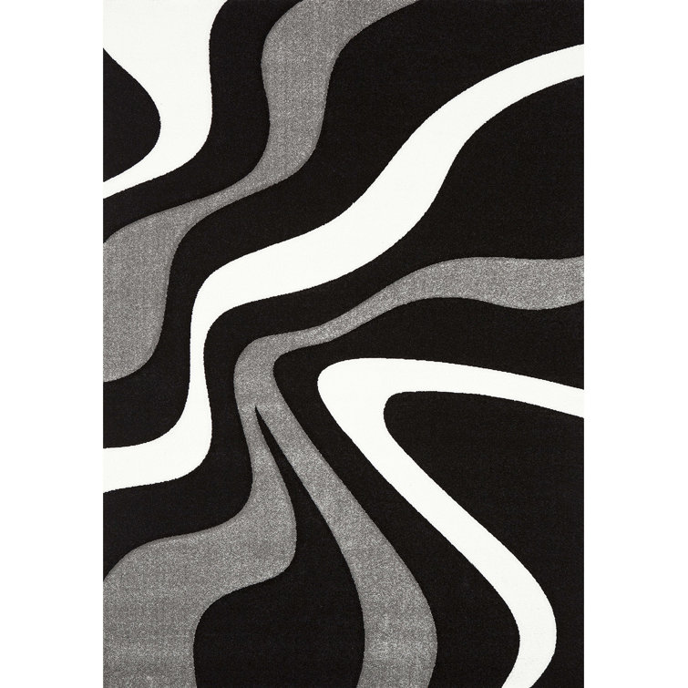 Ebern Designs Moriaty Tufted Black/Grey/White Rug | Wayfair.co.uk