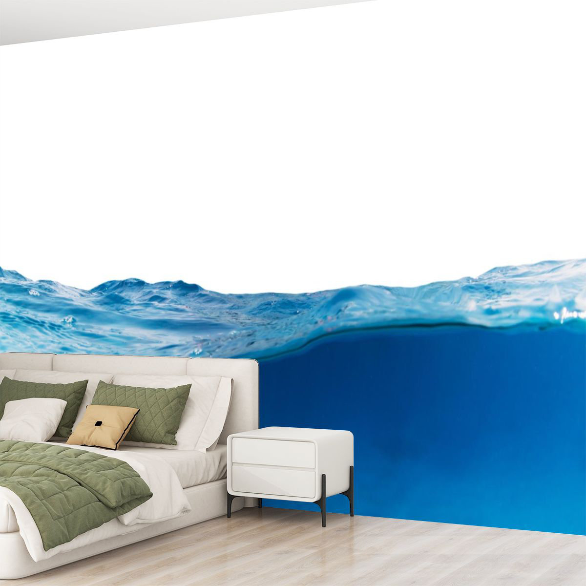Highland Dunes Peel and Stick Canvas Wallpaper Wall Mural Water wave ...