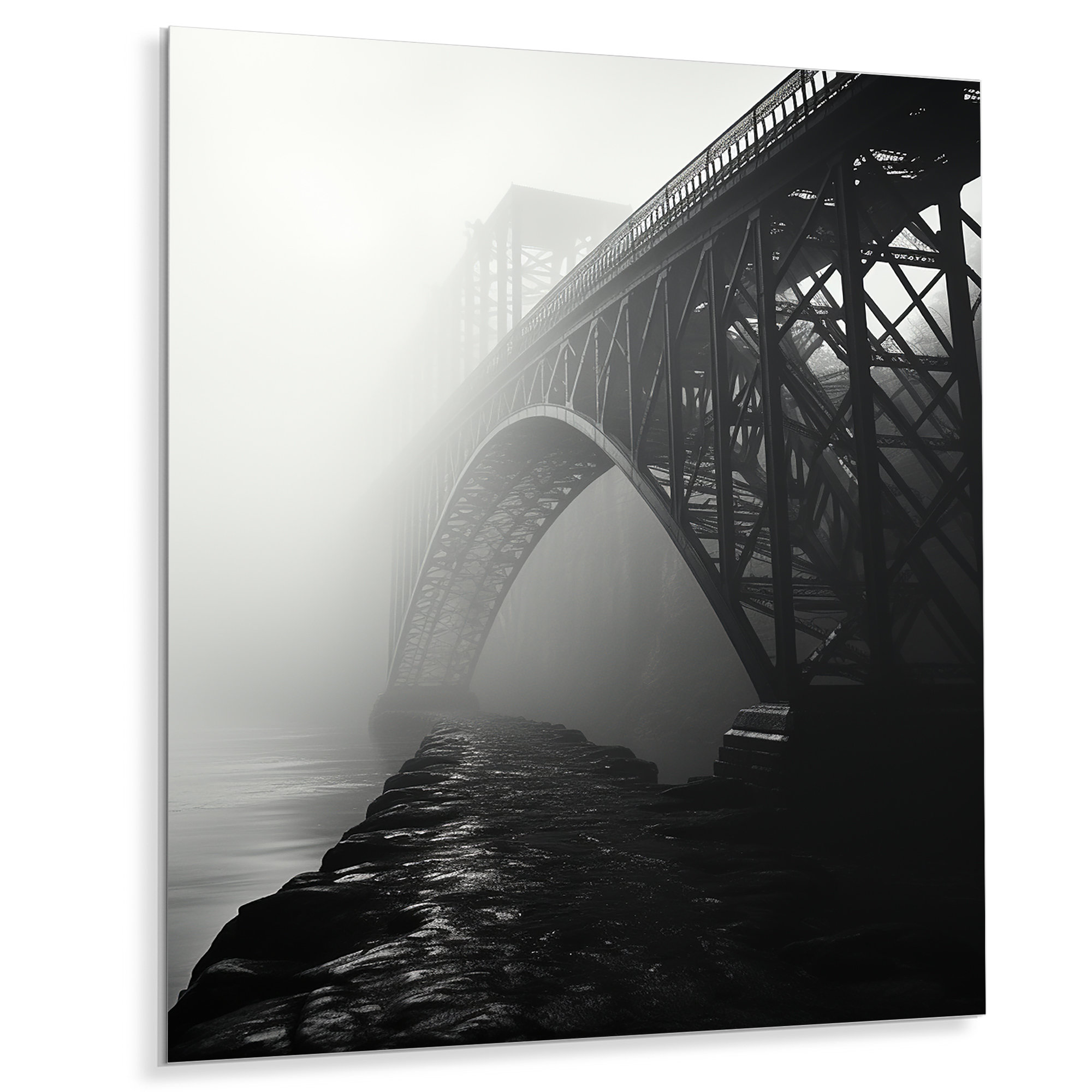 17 Stories Grey Bridge Silent Passage Jet - Cityscapes Metal Wall Art ...