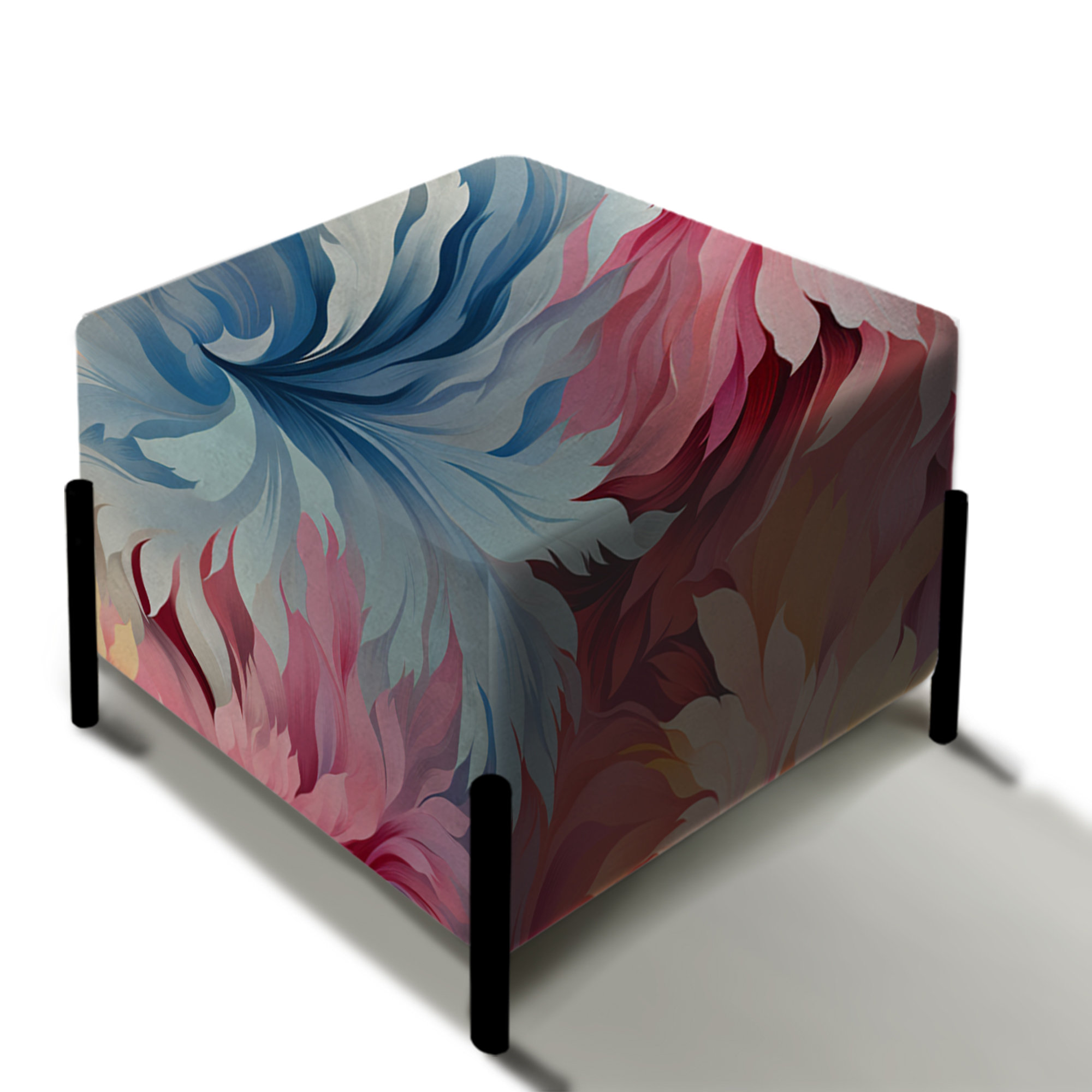 Design Art Painterly Multicolor Damask Stroke - Abstract Square Ottoman ...