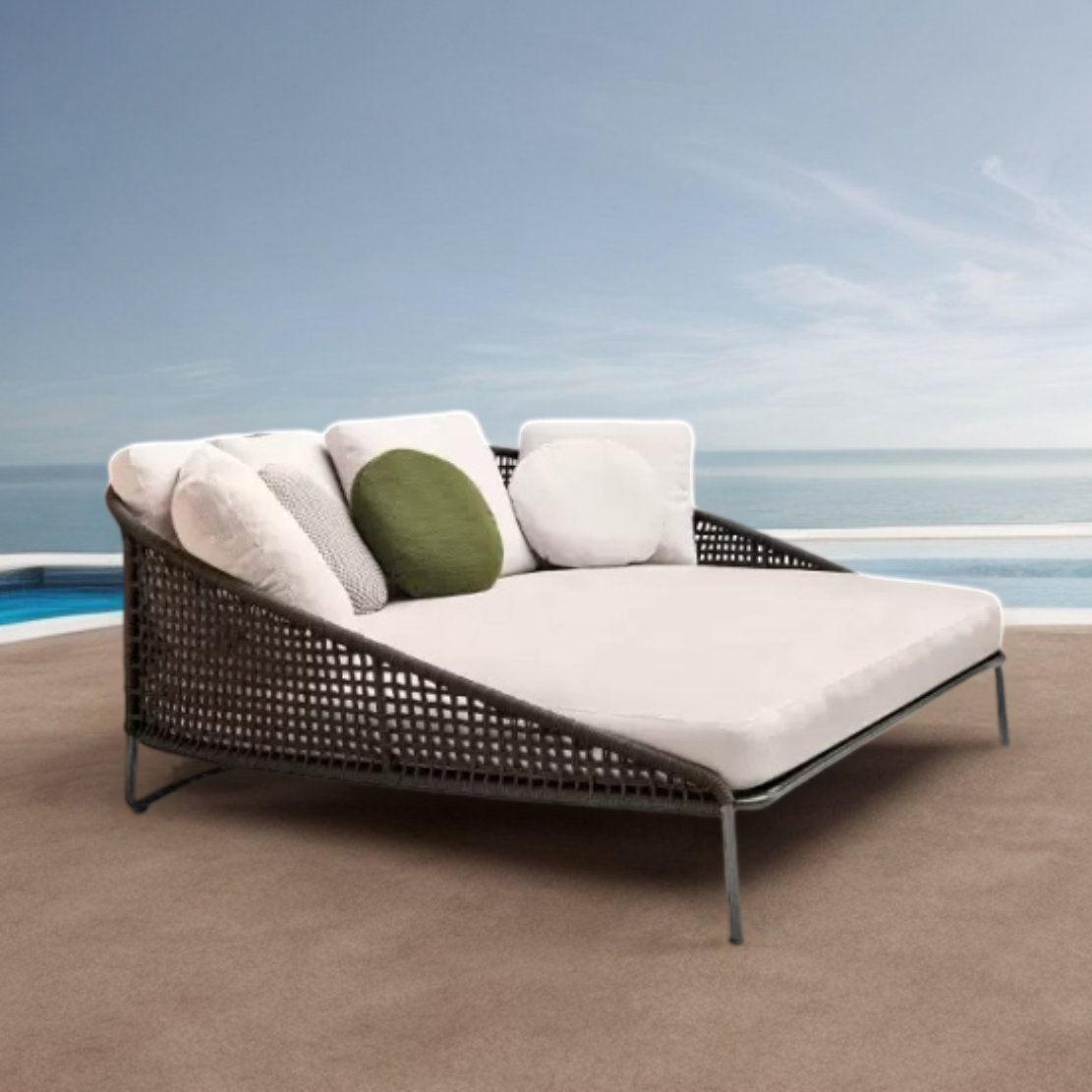 Elegance Furnishings Sturdy Aluminum Outdoor Patio Daybed Handwoven 74. ...