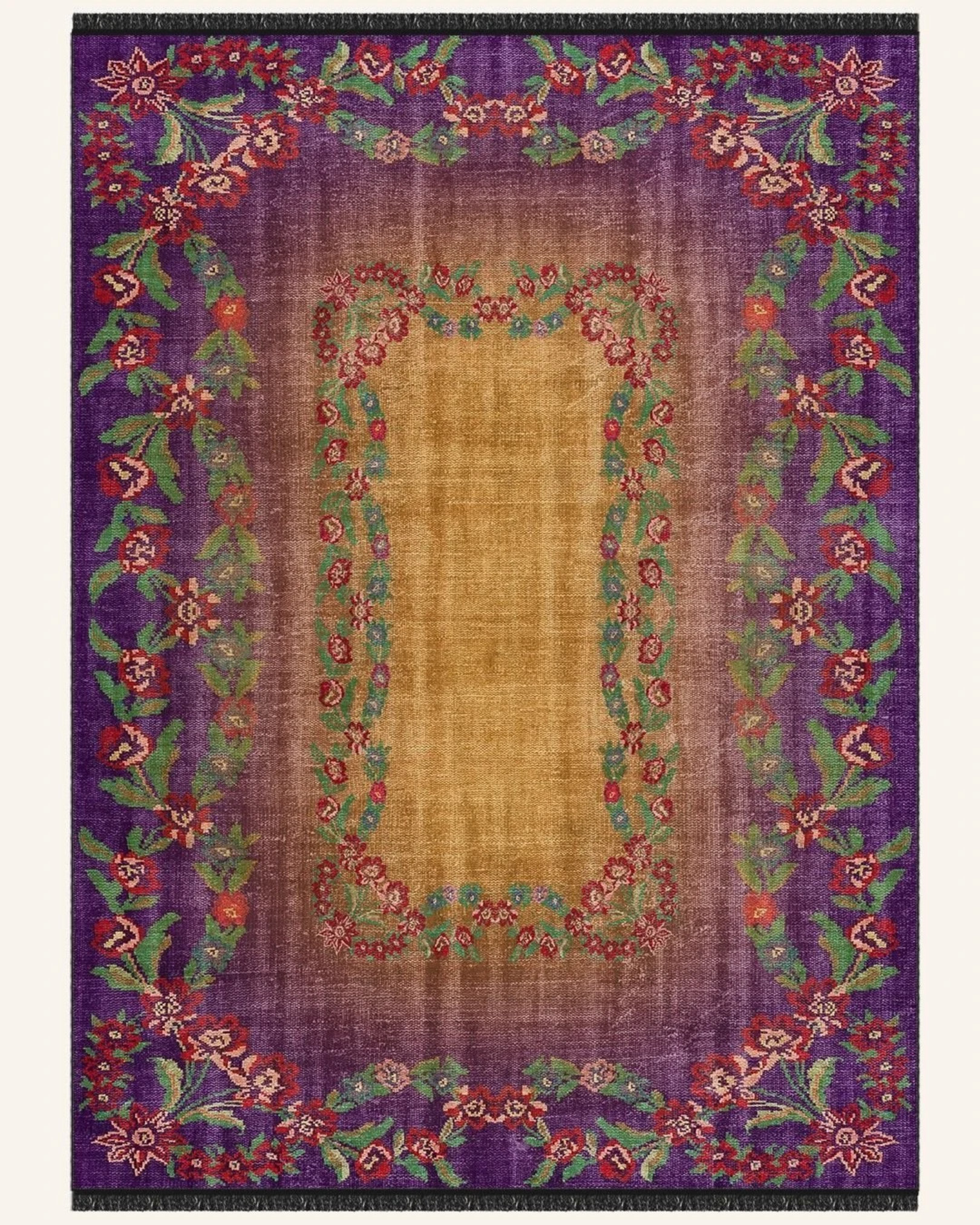 Bungalow Rose Bryonwood Floral Purple Machine Woven Cotton Polyester ...