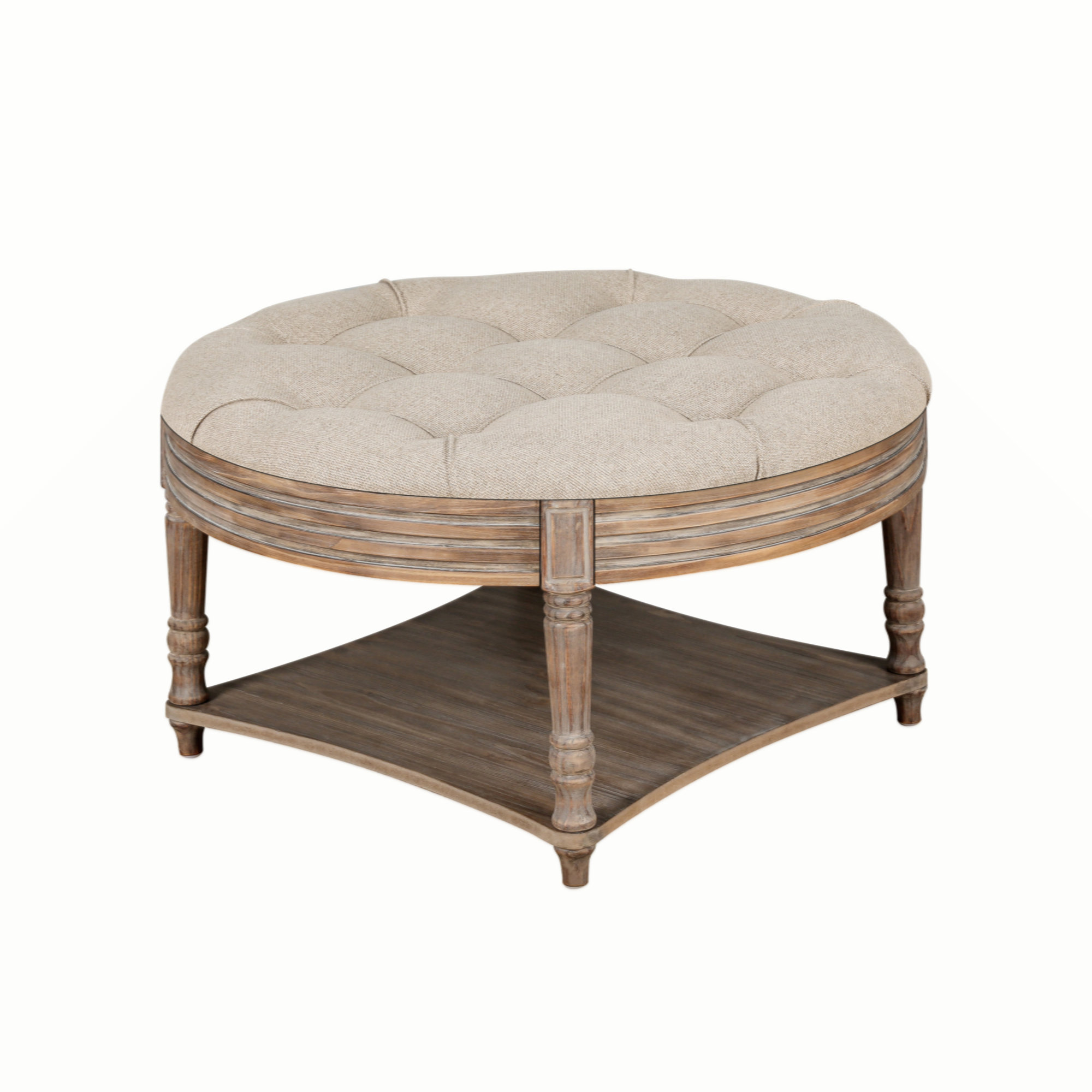 One Allium Way® Large Round Ottoman Coffee Table 2 Tier Oversized ...