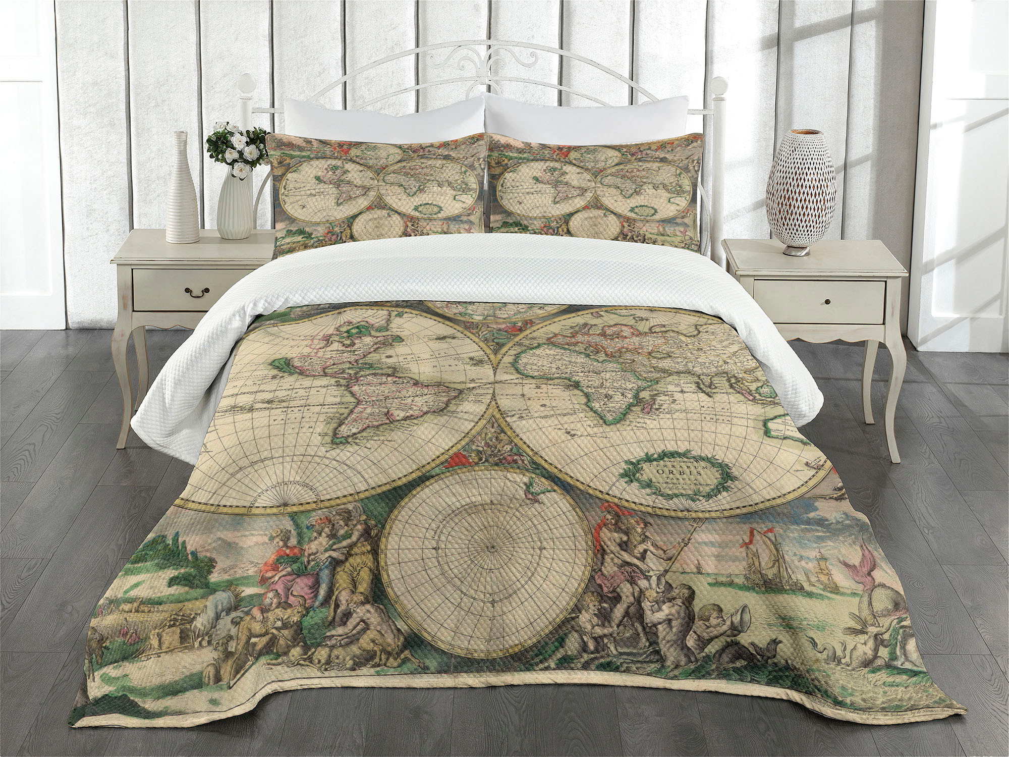Ambesonne World Map Bedspread Antique | Wayfair