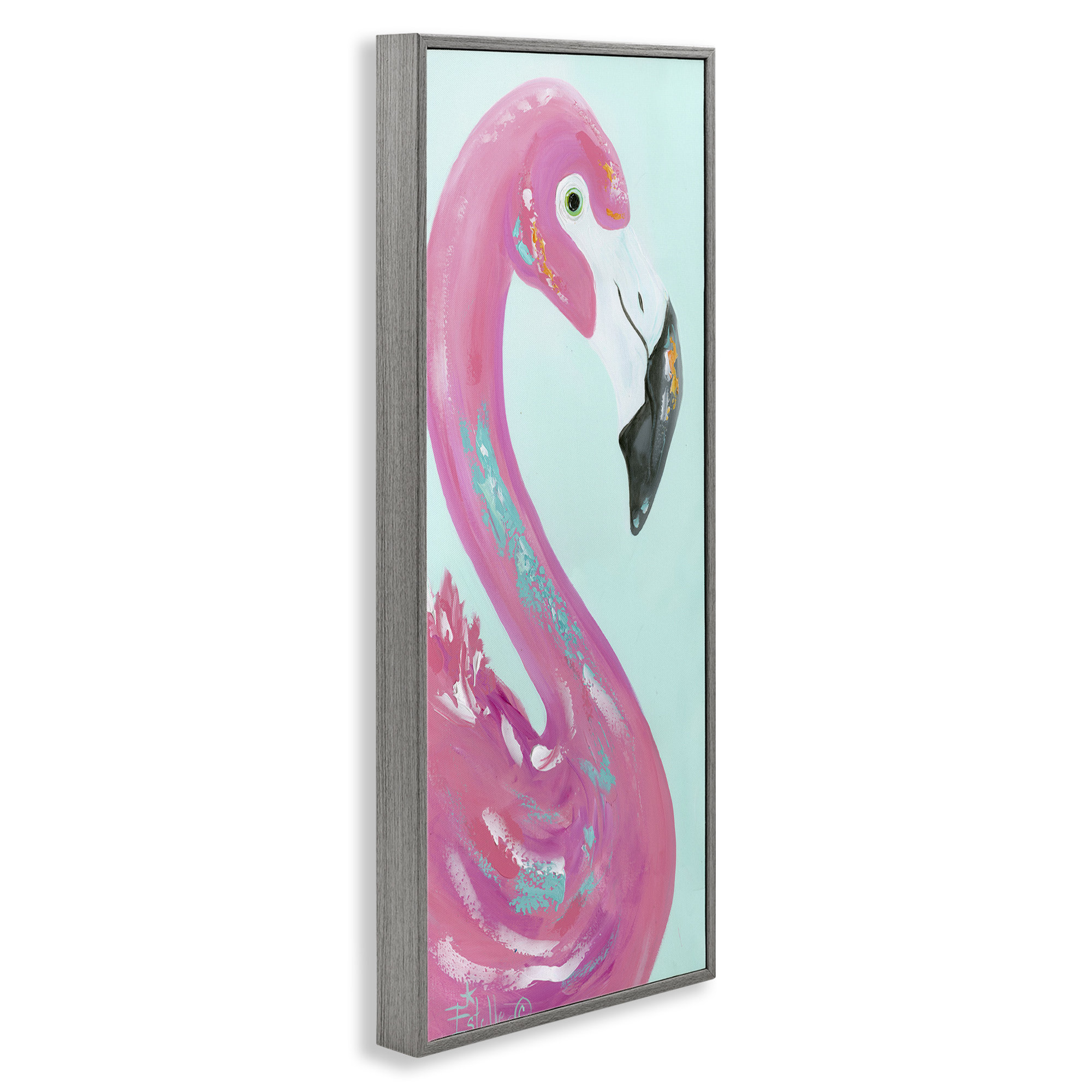 Bungalow Rose Odd Flamingo Portrait Art by Estelle Grengs bg-164 | Wayfair