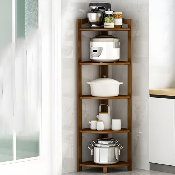 Rebrilliant Bamboo Corner Shelf 5/6 Rows – Space-Saving and Storage ...