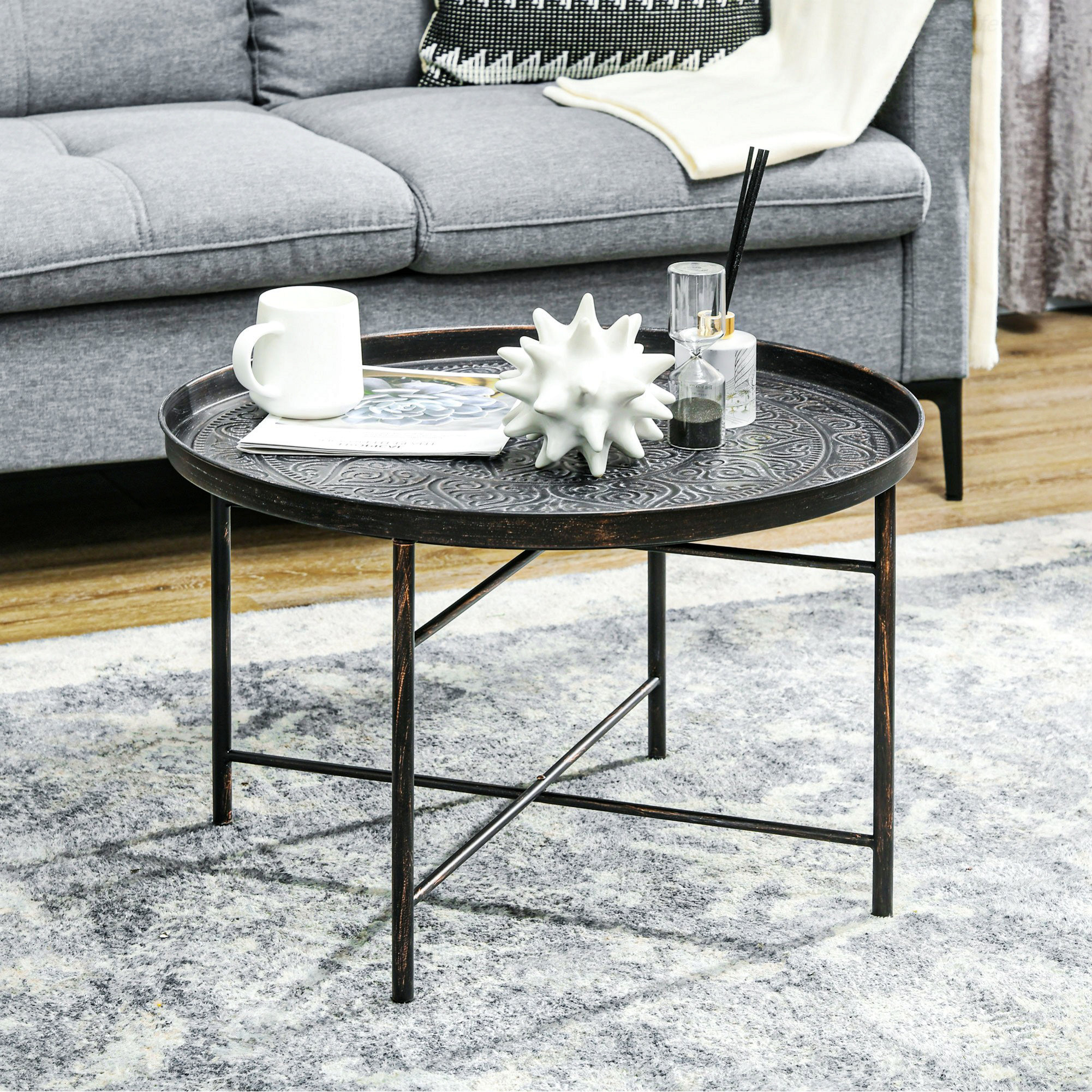 Trent Austin Design® Modern Coffee Table, Round Coffee Table, Metal ...