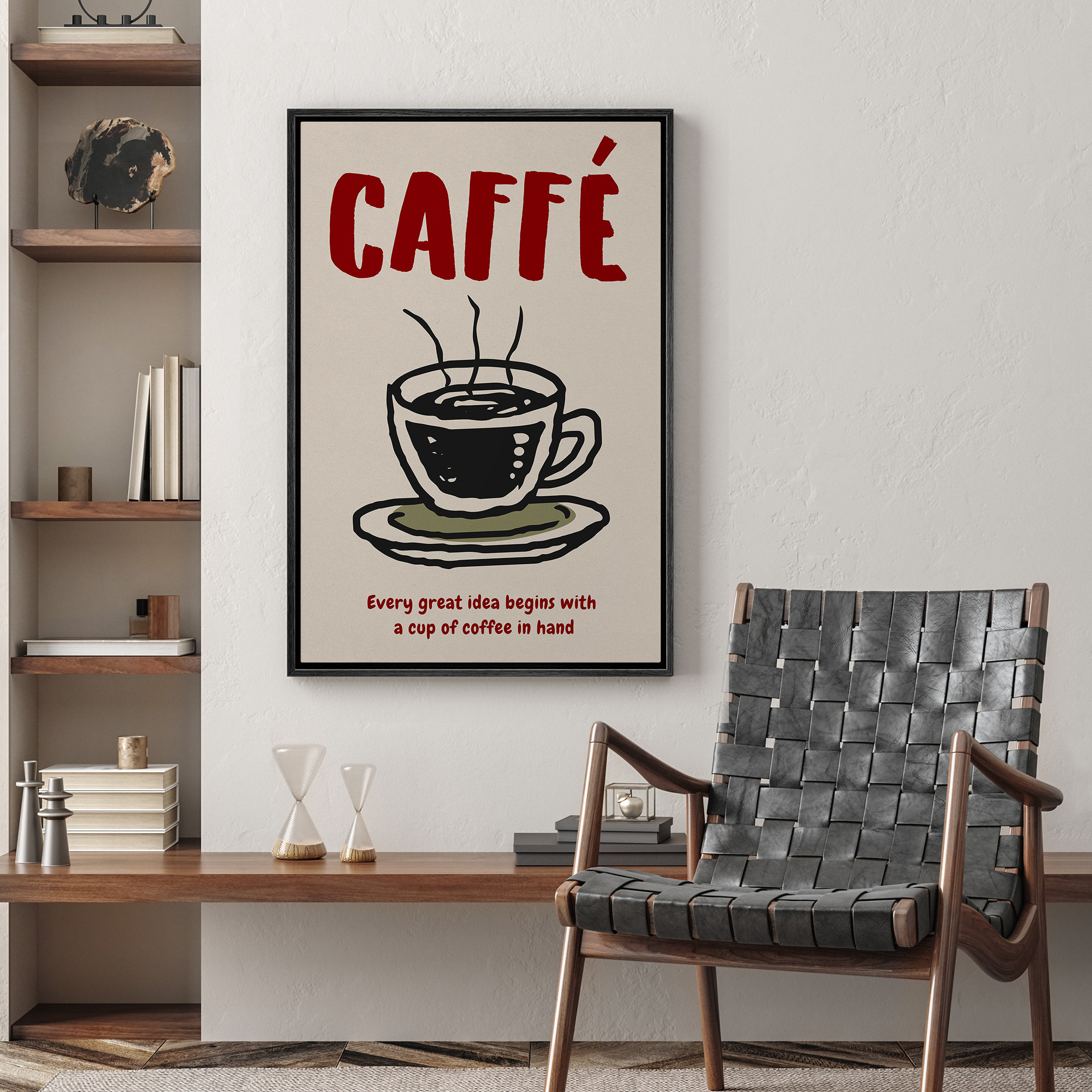 wall26 Caffe Coffee Framed Master Bedroom Wall Art Canvas Print | Wayfair