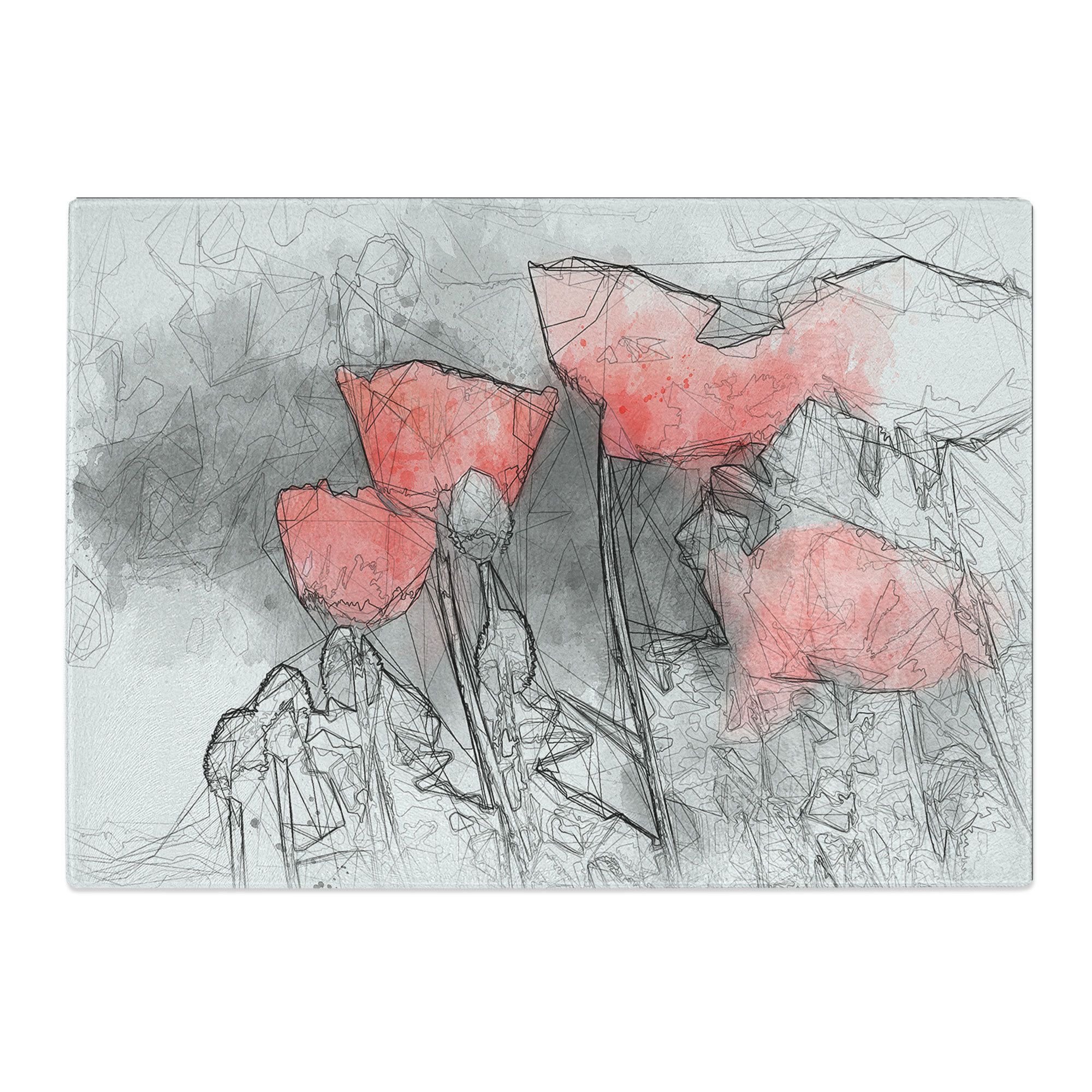 East Urban Home Tempered Glass Red Poppy Field Chopping Board | Wayfair ...