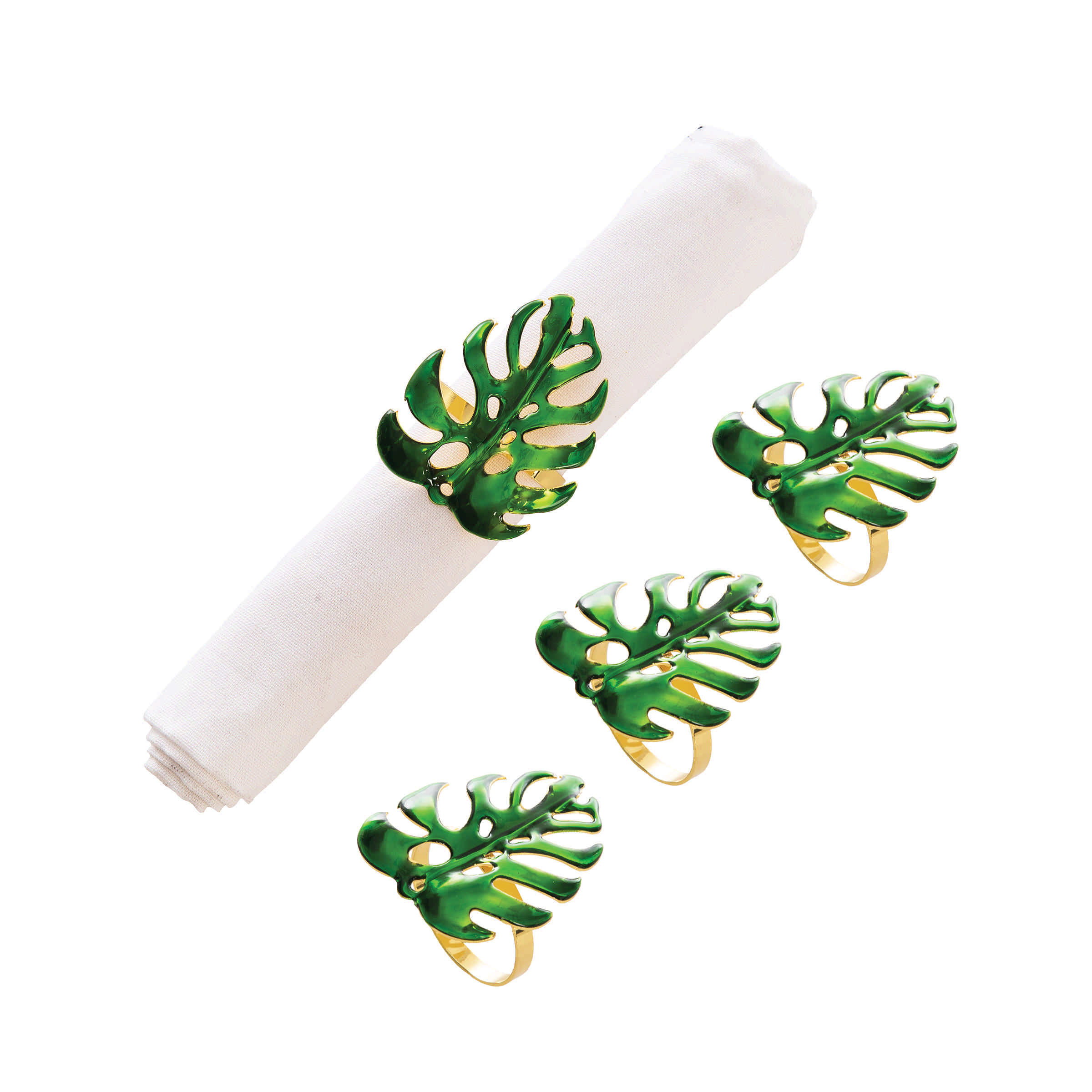 Bay Isle Home™ Monstera Leaf Napkin Rings Set of 4 | Wayfair