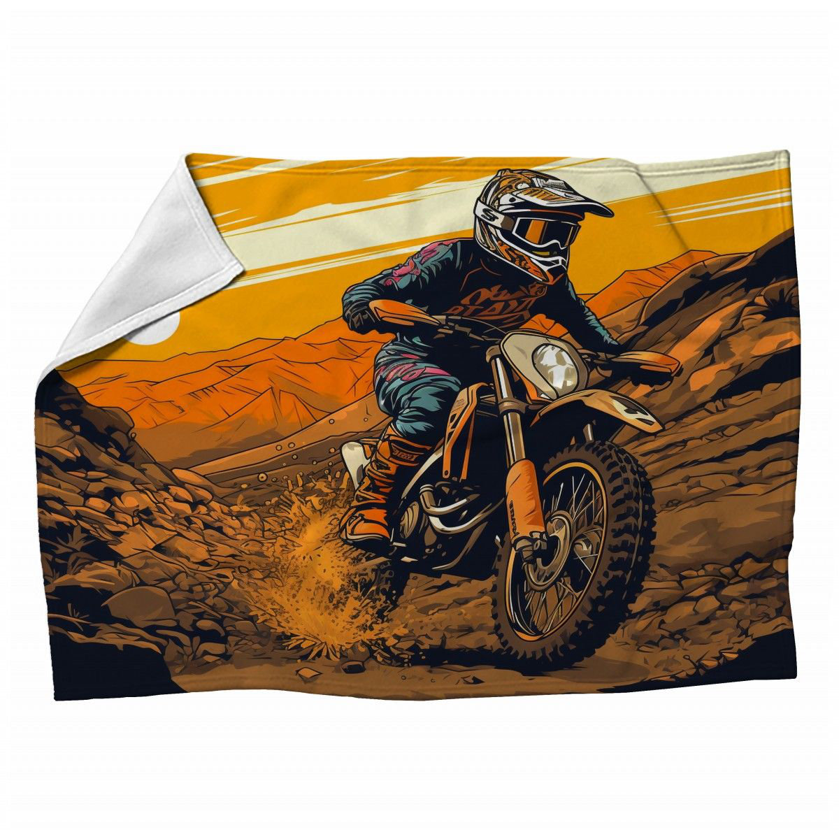 VisionDecor Motocross Fleece Throw Blanket - Motorbike Warm Soft ...