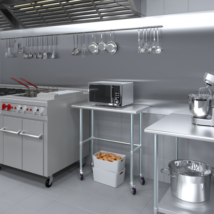 Amgood Stainless Steel Open Base Work Table with Wheels & Reviews | Wayfair