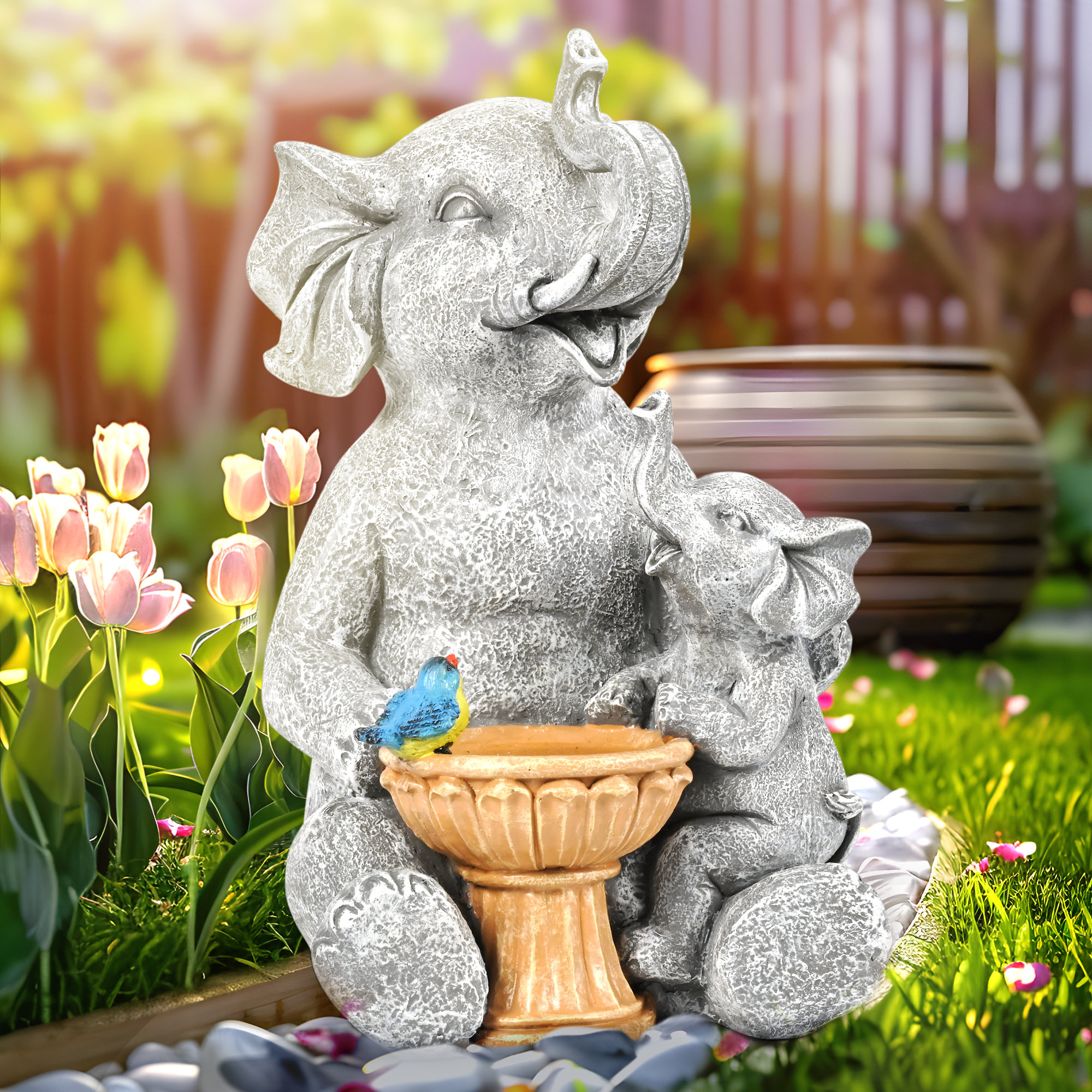 Langley Street Solar Garden Statues Figurine Lights for Outdoor, Yard ...