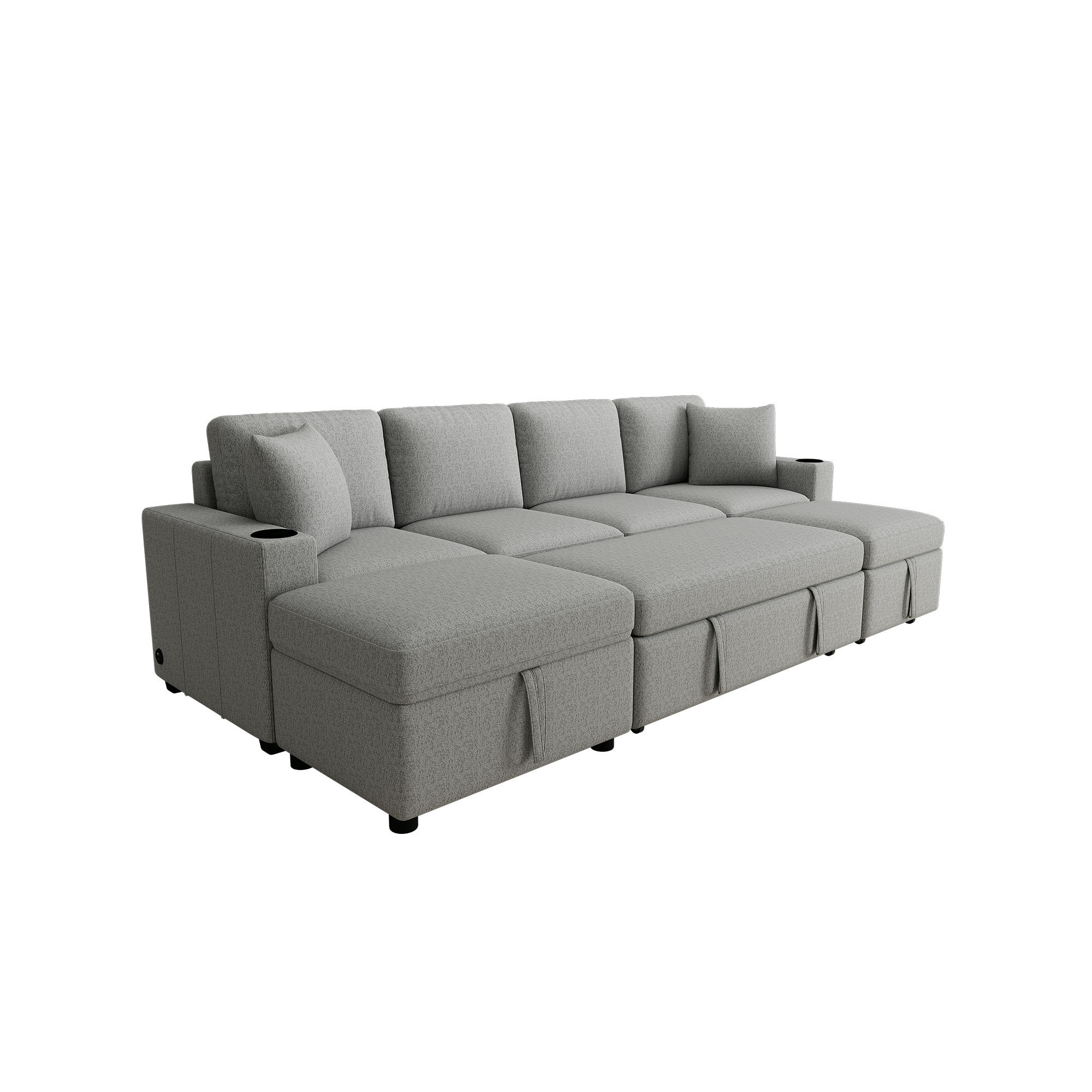 Latitude Run® 109.1" Sectional Sofa Convertible Pull-Out Sofa Bed L ...