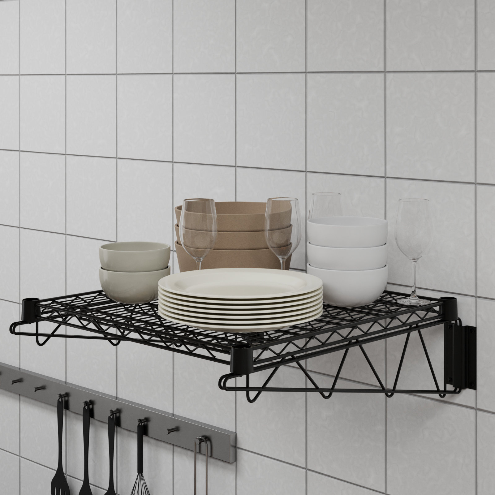 Amgood 24 In. X 24 In. Black Epoxy Wire Wall Mount Shelf | Wayfair