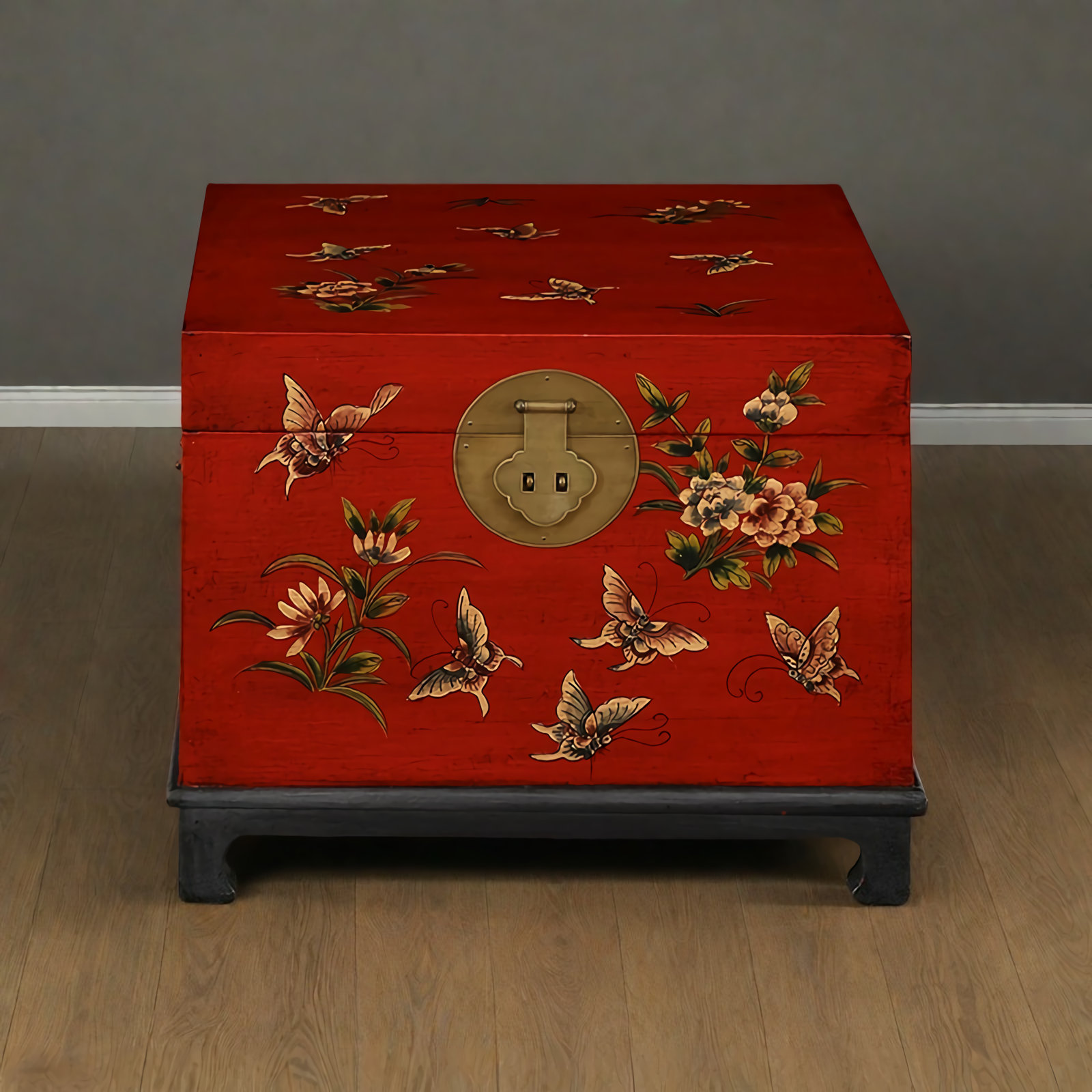 HUGESTO Painted Camphor Solid Wood Medium Vintage Trunk | Wayfair