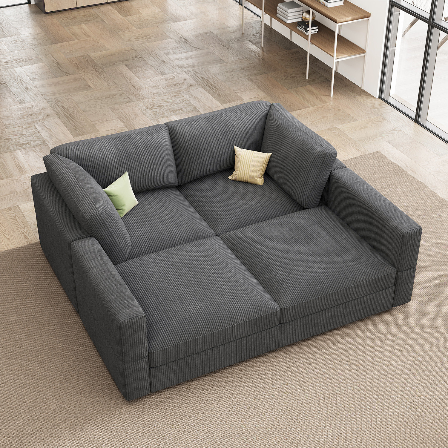 Ebern Designs Bouley Modular Corduroy Sectional Sofa U Shaped Cloud