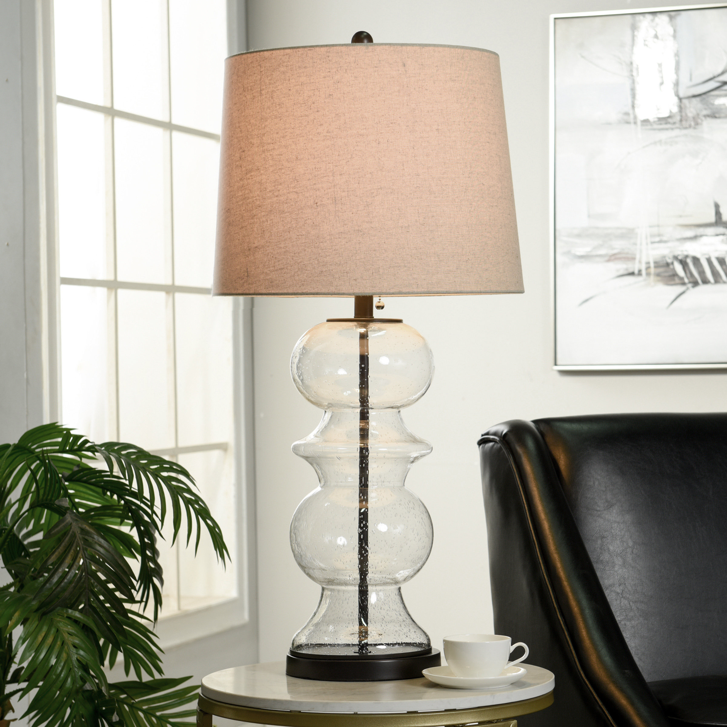 Breakwater Bay Aimme - Transitional Table Lamp - Clear Seeded Glass ...