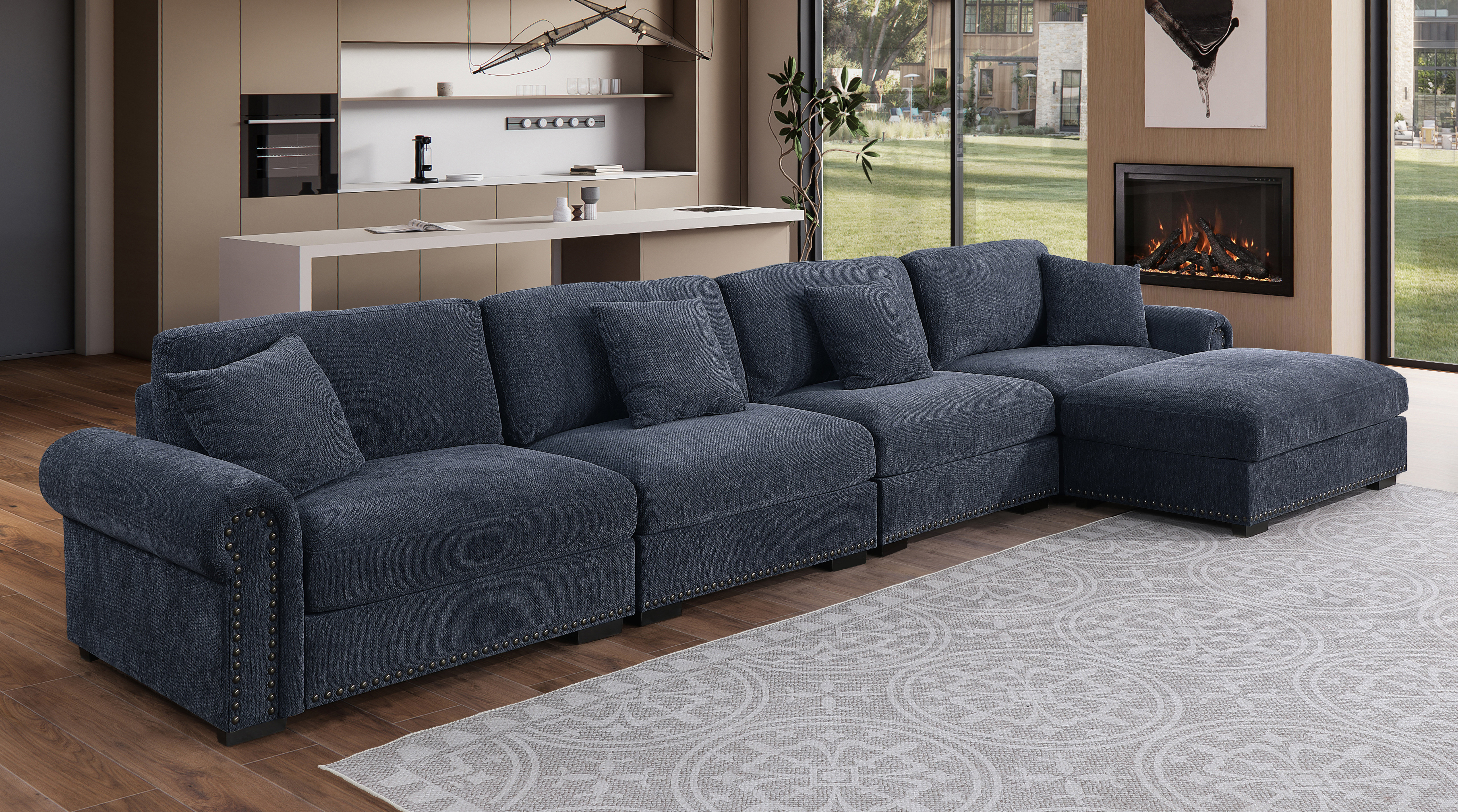 Lark Manor™ Errett Modern Fabric L-shape Sofa Sectional With Movable ...