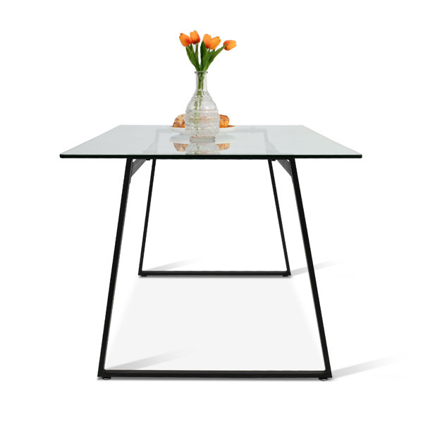 Mercury Row® Seibold Glass Top Metal Base Dining Table & Reviews | Wayfair